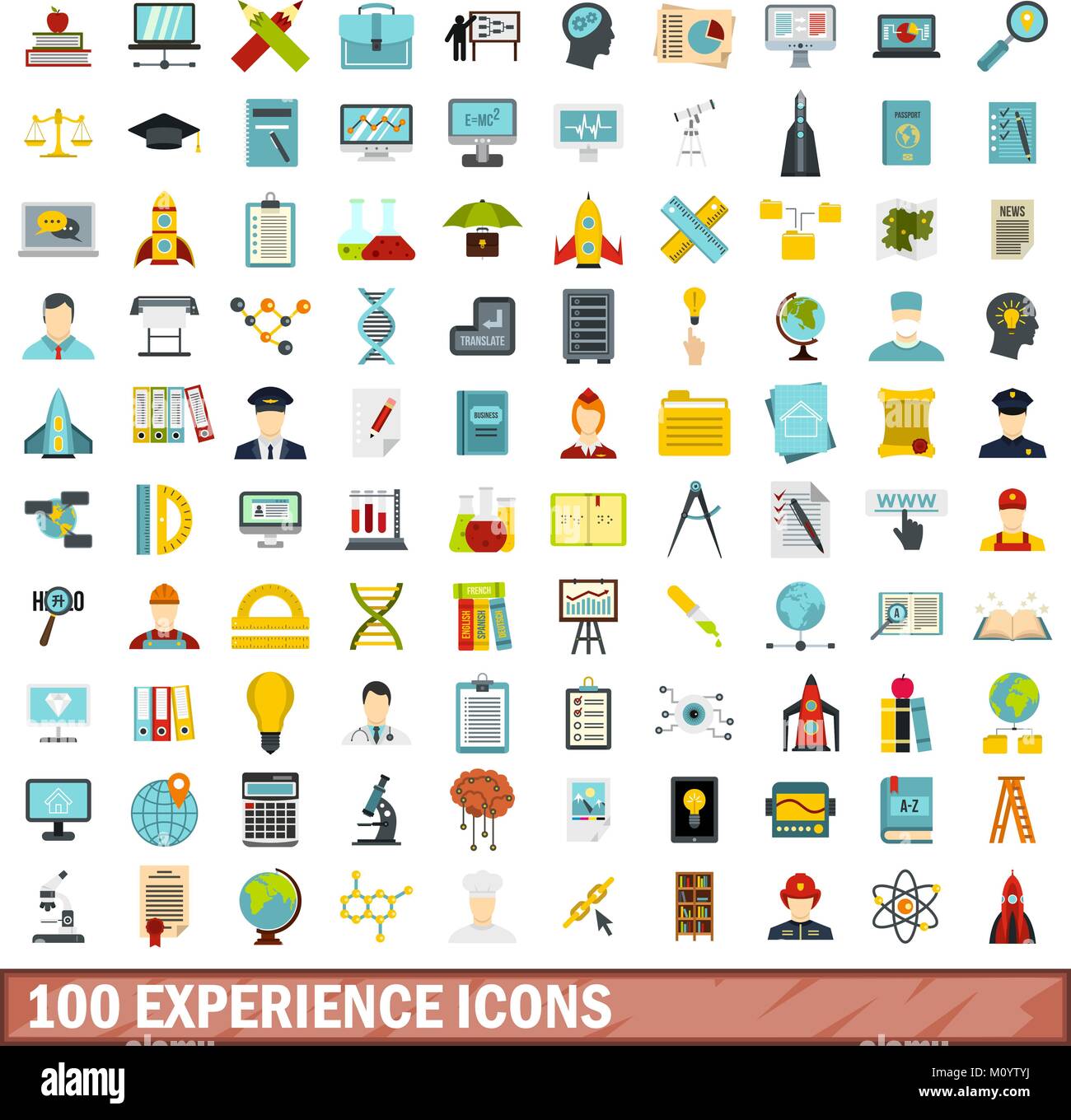 100 experience icons set, flat style Stock Vector Image & Art - Alamy