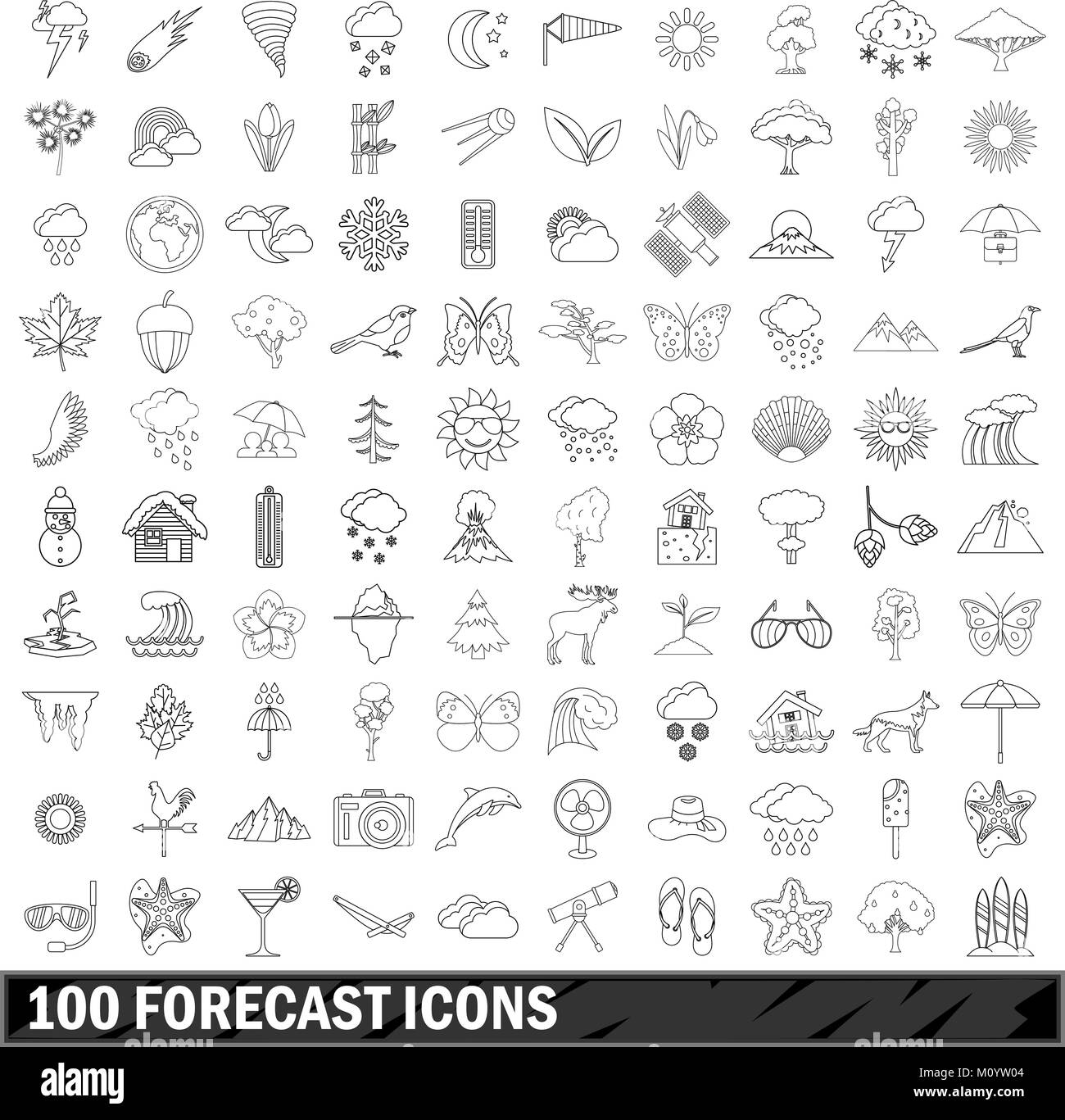 100 forecast icons set, outline style Stock Vector Image & Art - Alamy