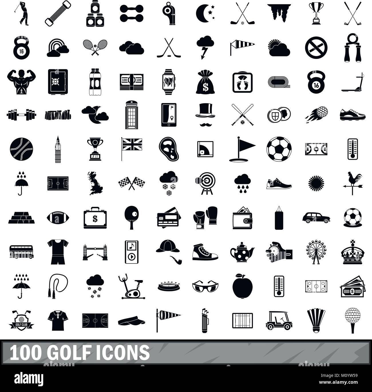 100 golf icons set, simple style Stock Vector Image & Art - Alamy
