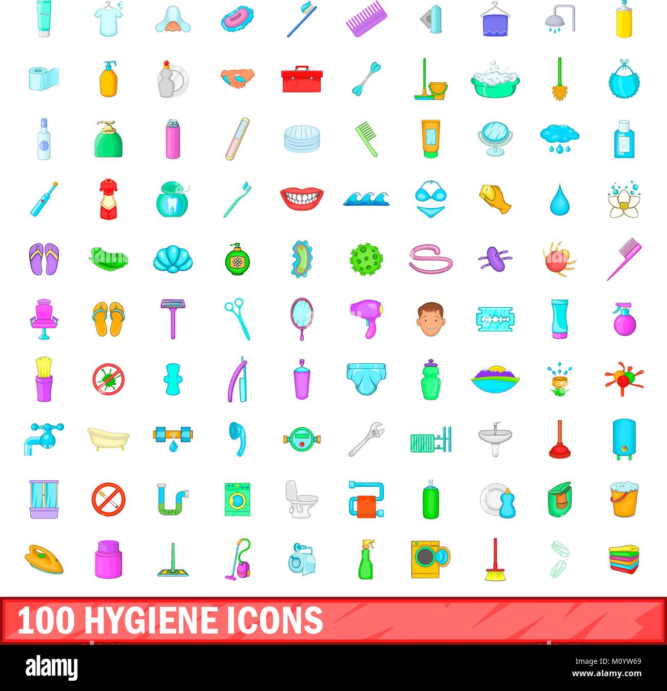 100 hygiene icons set, cartoon style Stock Vector Image & Art - Alamy