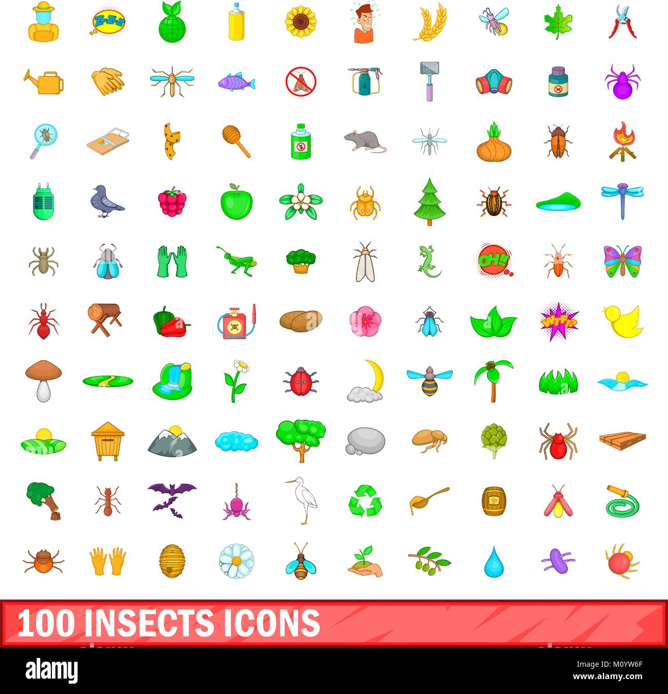 100 insects icons set, cartoon style Stock Vector Image & Art - Alamy