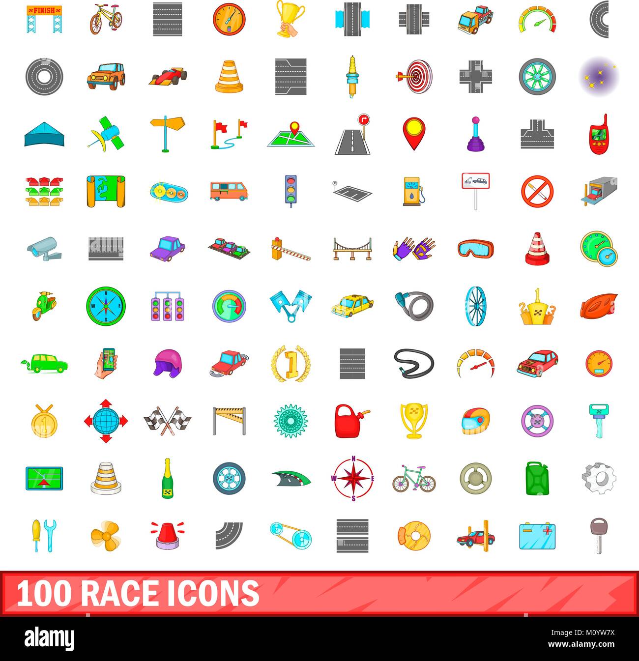 100 race icons set, cartoon style Stock Vector Image & Art - Alamy