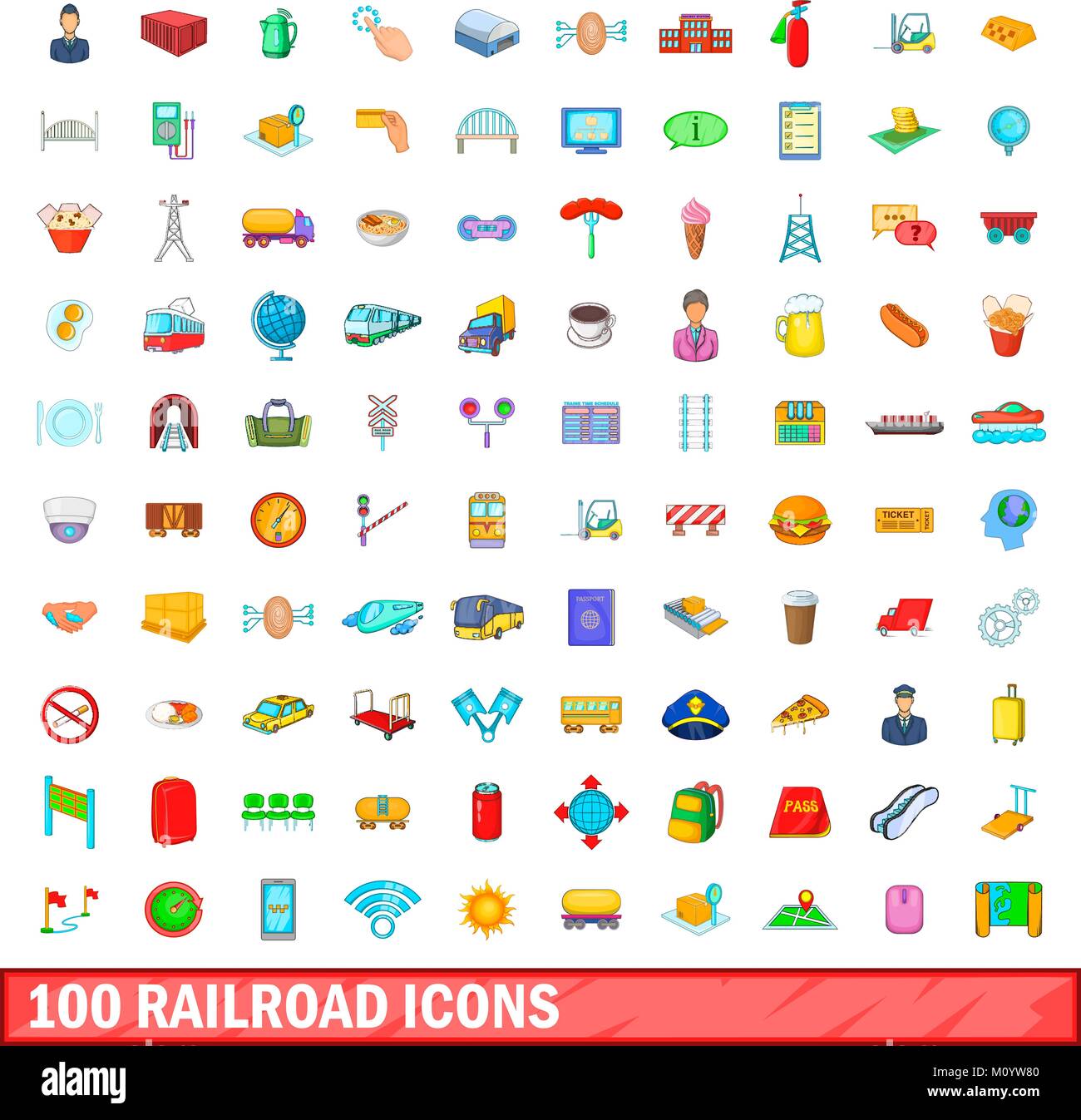 100 railroad icons set, cartoon style Stock Vector Image & Art - Alamy