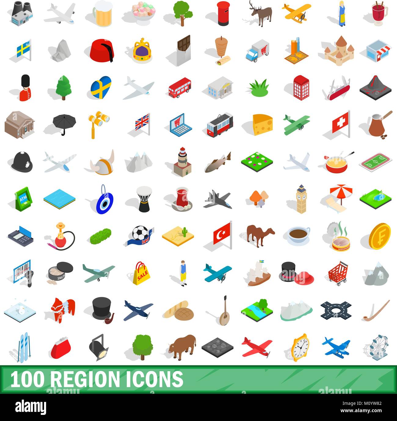 100 region icons set, isometric 3d style Stock Vector Image & Art - Alamy