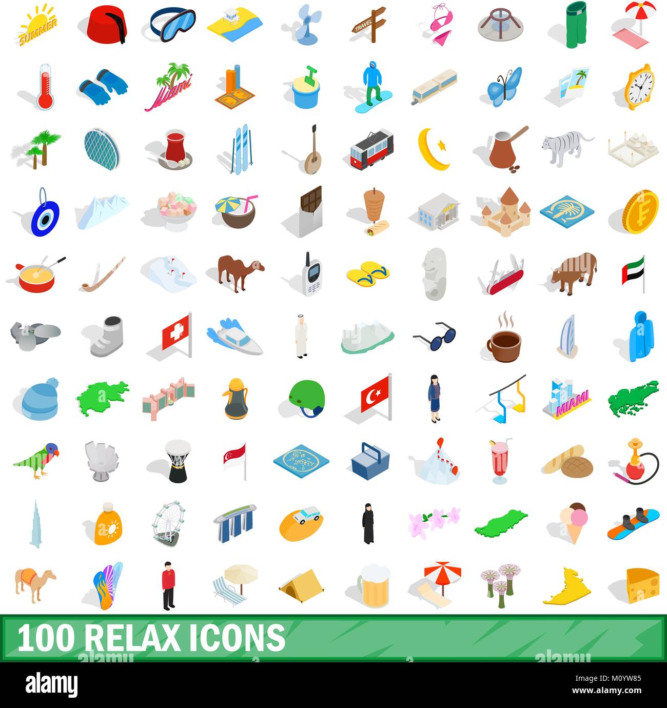 100 relax icons set, isometric 3d style Stock Vector Image & Art - Alamy