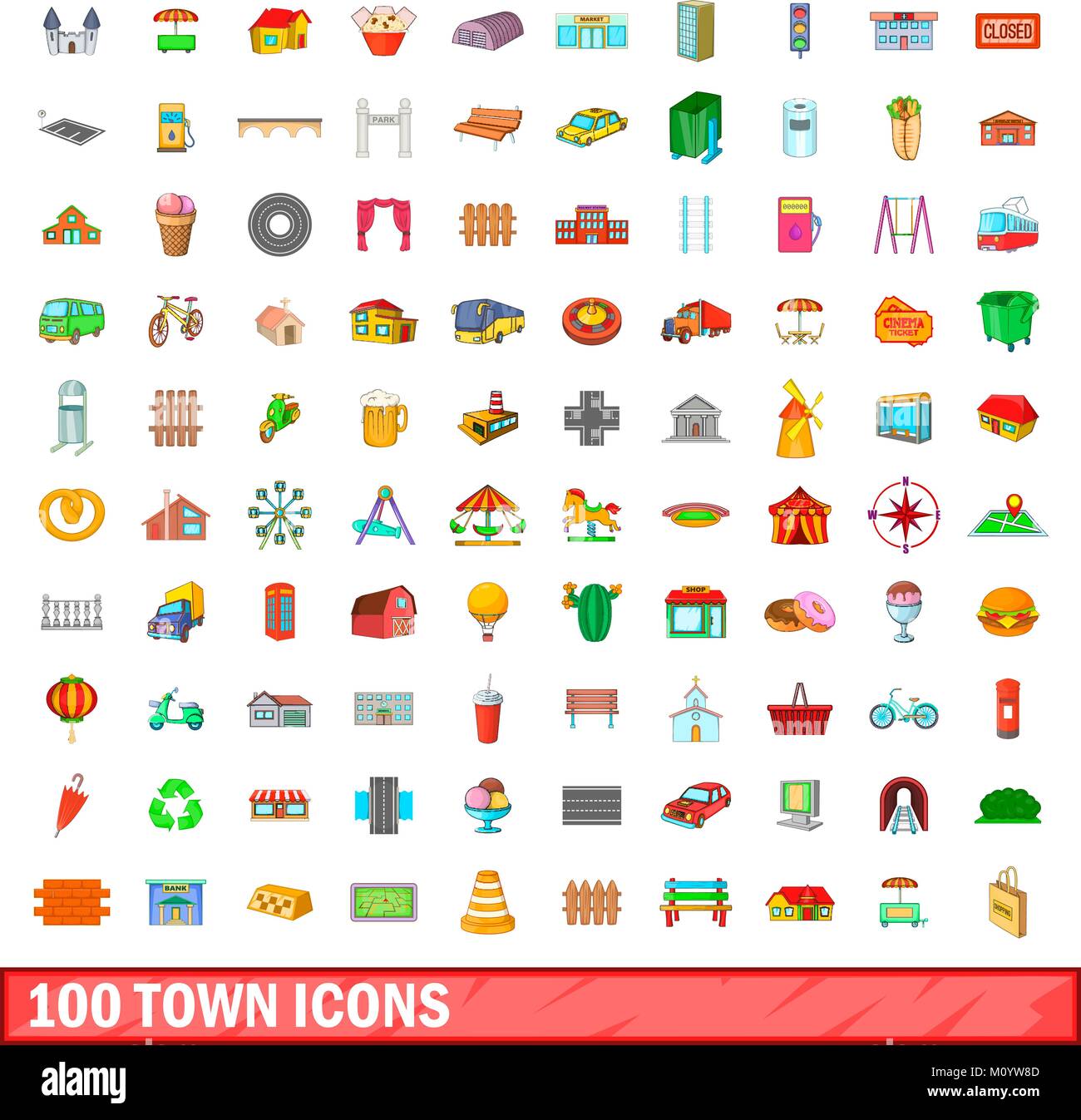 100 Urban Icons Set Cartoon High Resolution Stock Photography and ...