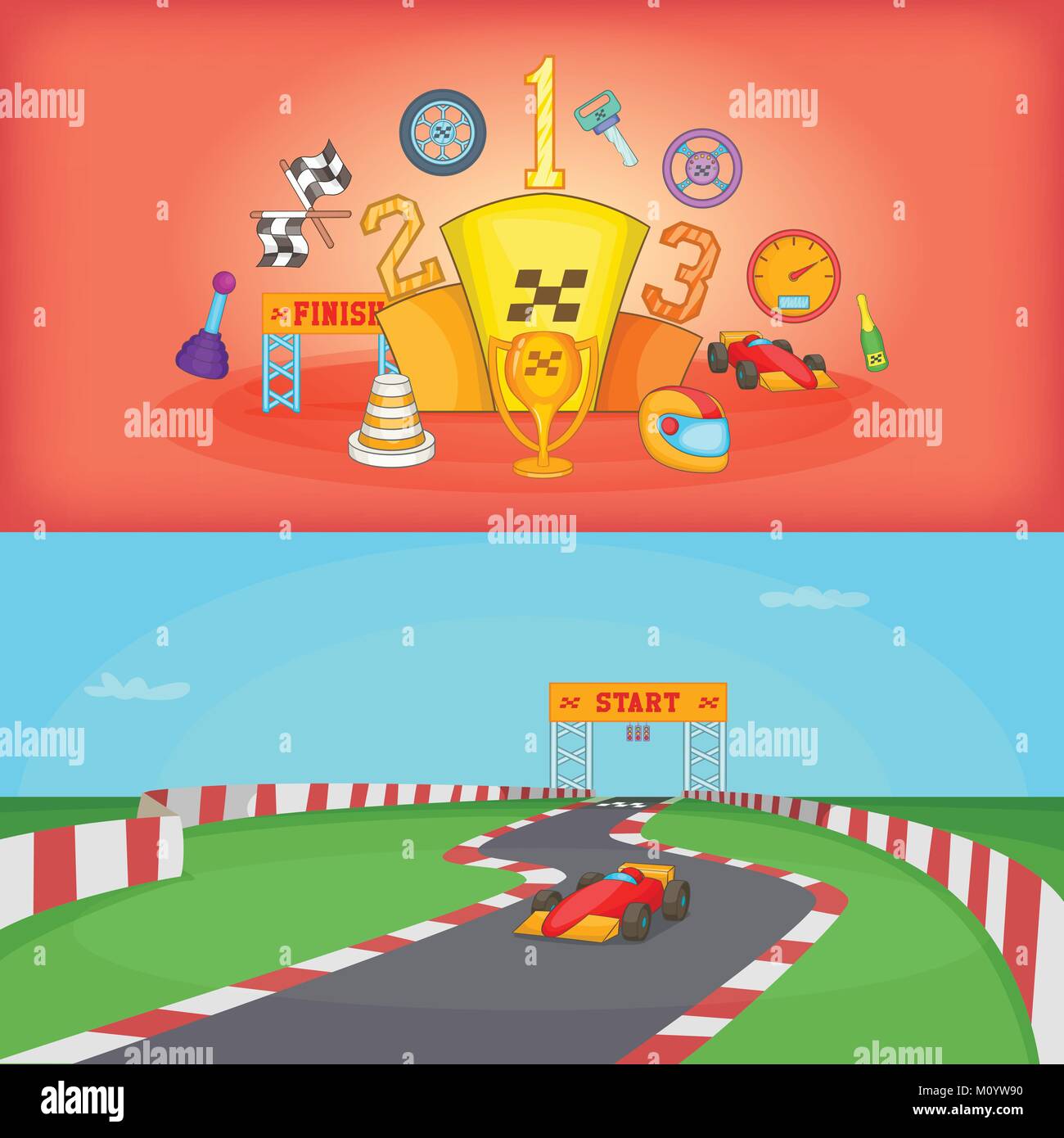 Sport race banner set horizontal, cartoon style Stock Vector Image ...