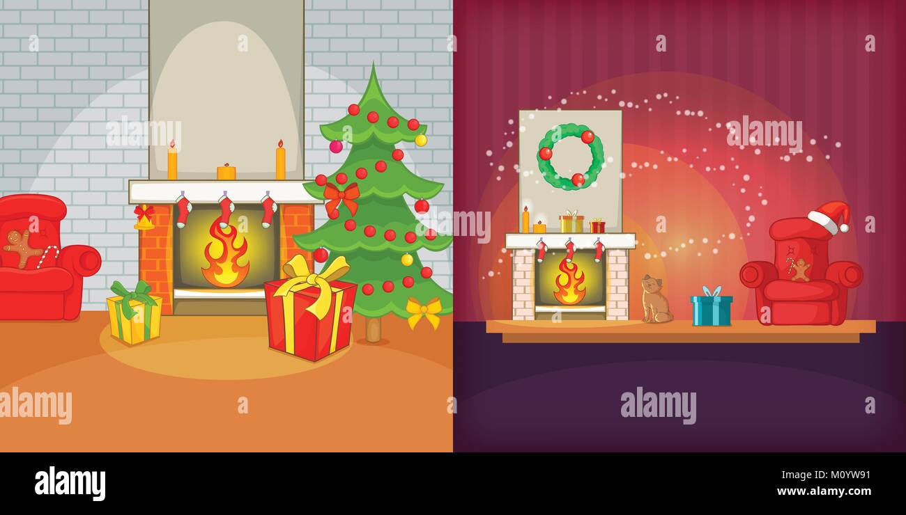 Christmas room banner set, cartoon style Stock Vector Image & Art - Alamy