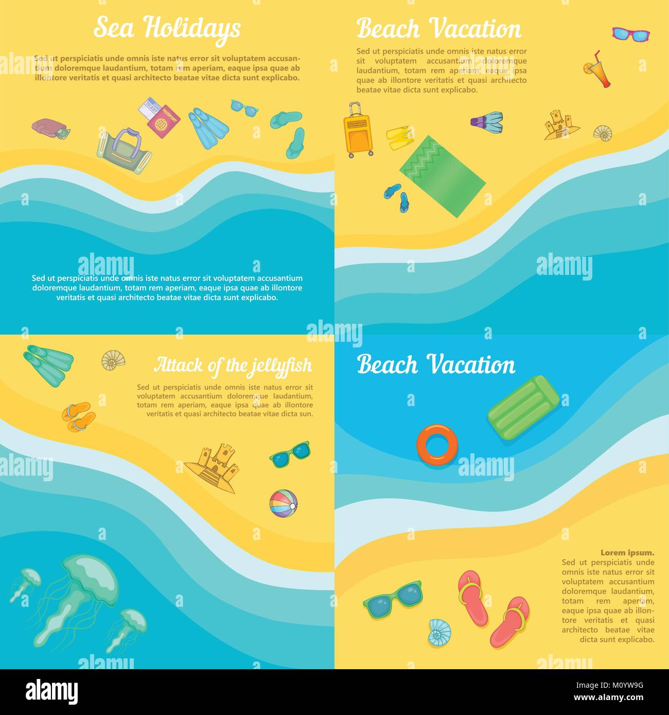 Beach banner set, cartoon style Stock Vector Image & Art - Alamy
