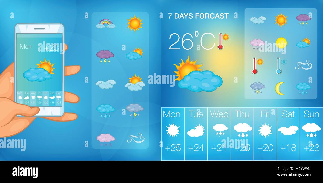 Weather banner set, cartoon style Stock Vector Image & Art - Alamy