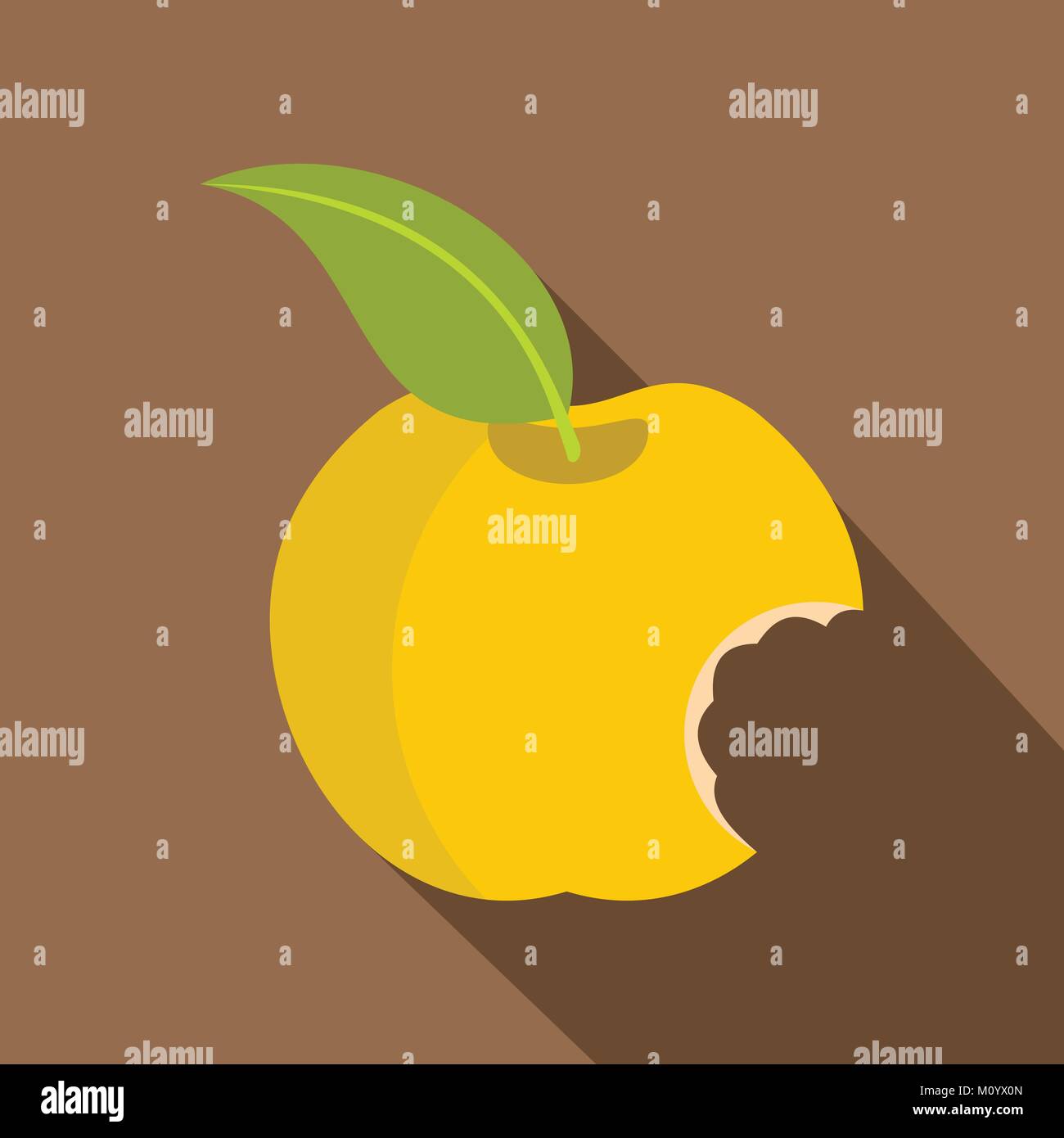 Yellow bitten apple icon, flat style Stock Vector Image & Art - Alamy