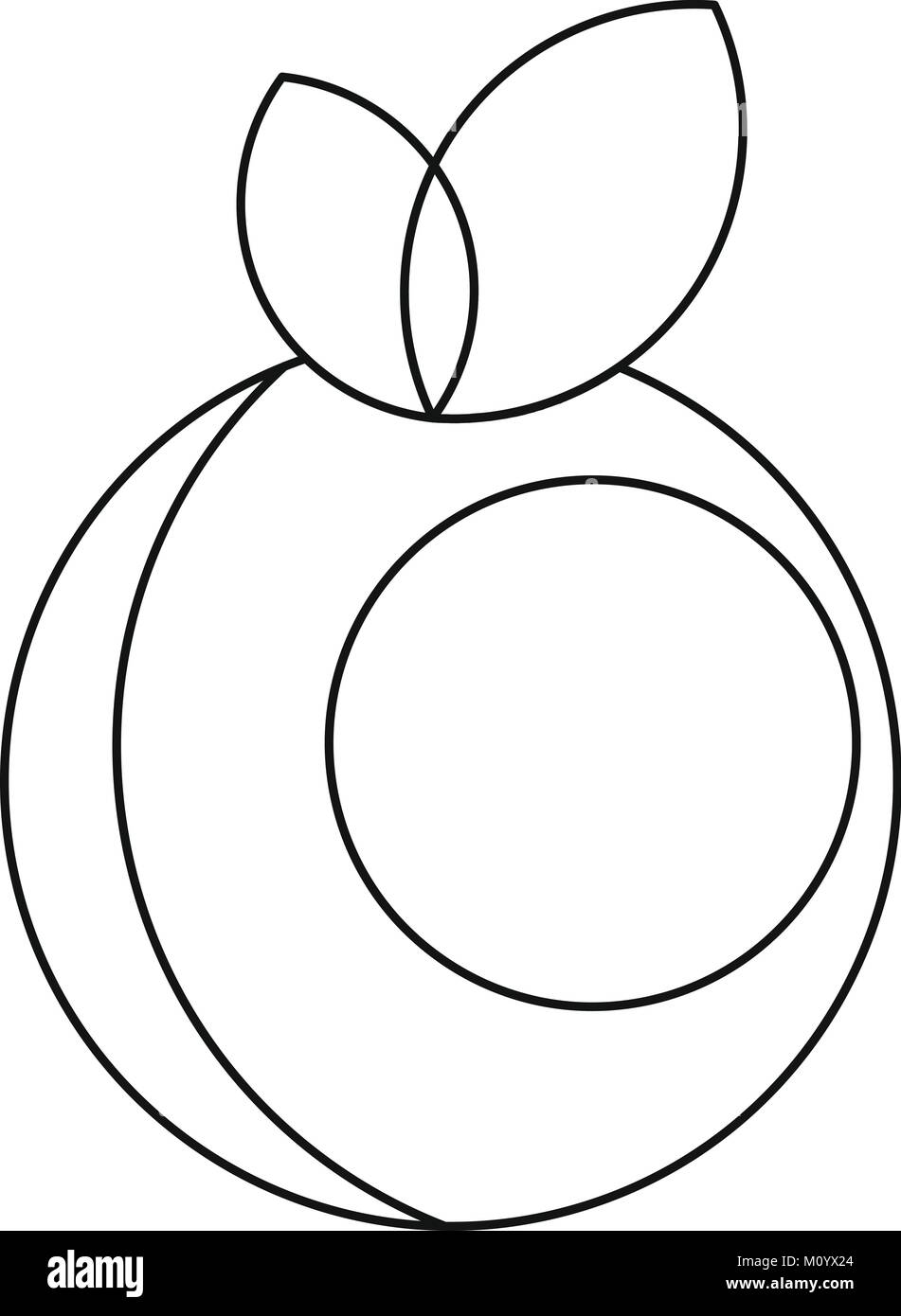 Round apple with leaves icon, outline style Stock Vector Image & Art ...