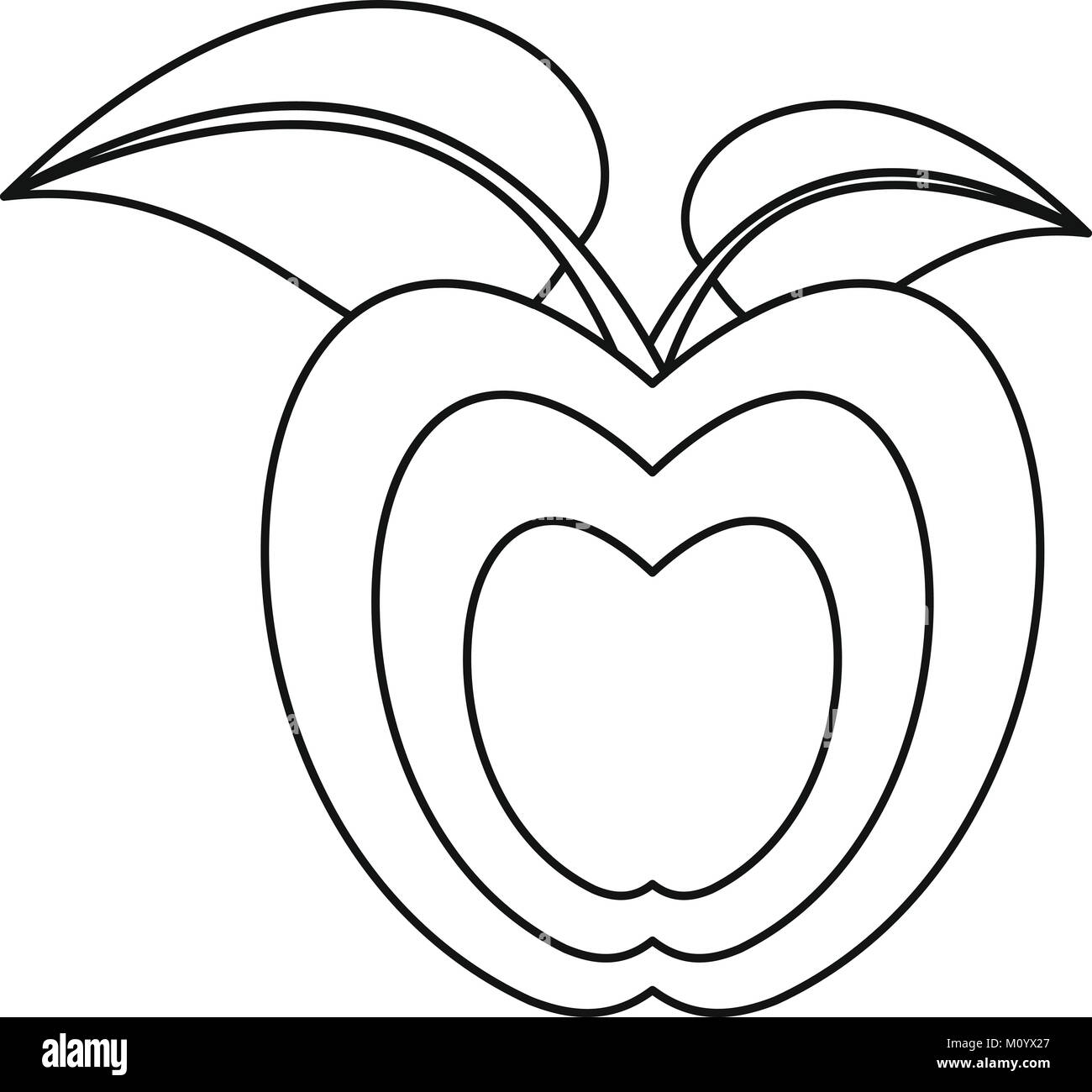 Apple with leaves icon, outline style Stock Vector Image & Art - Alamy