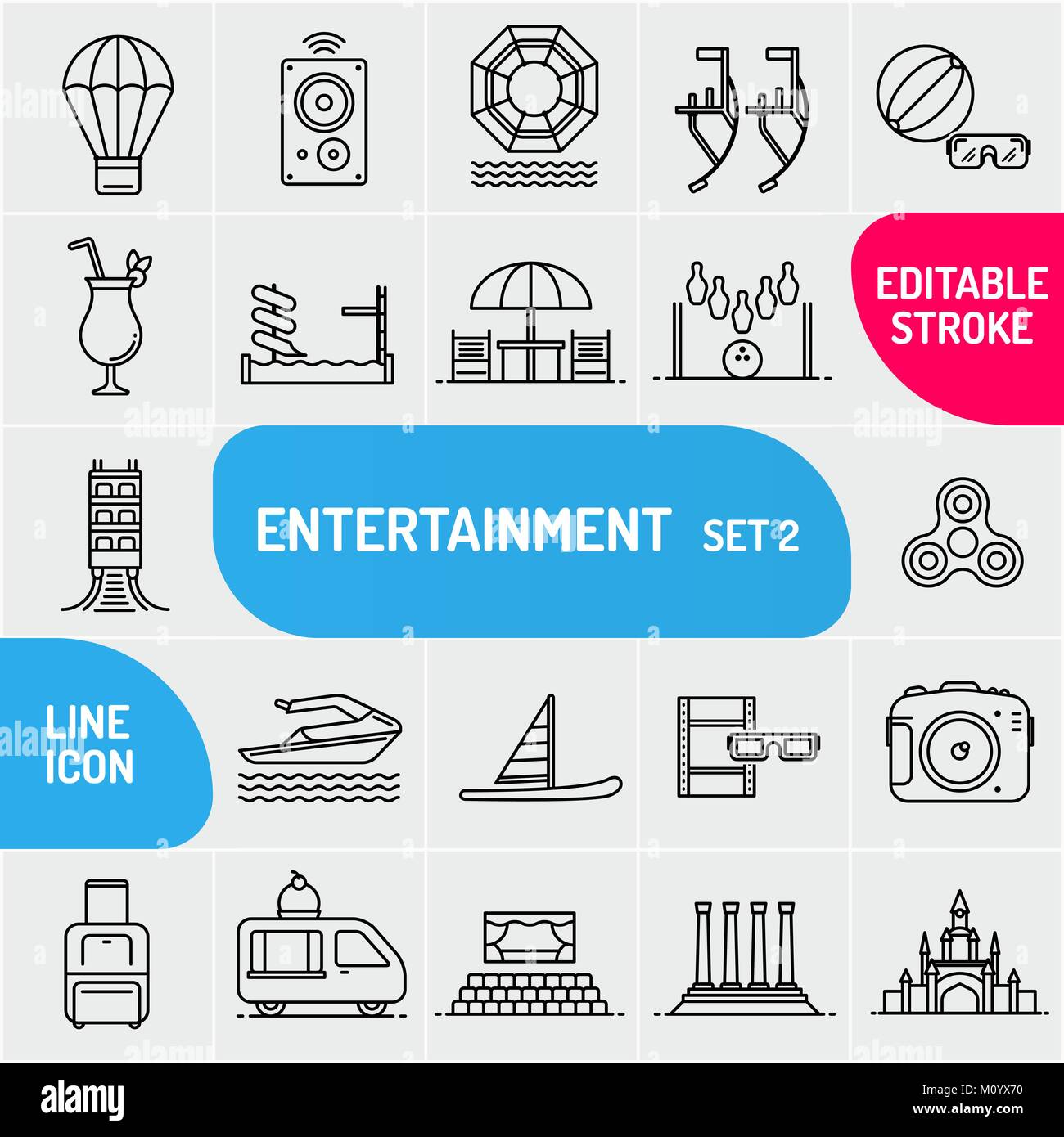 Modern thin line Entertainment icons set. Premium quality outline ...