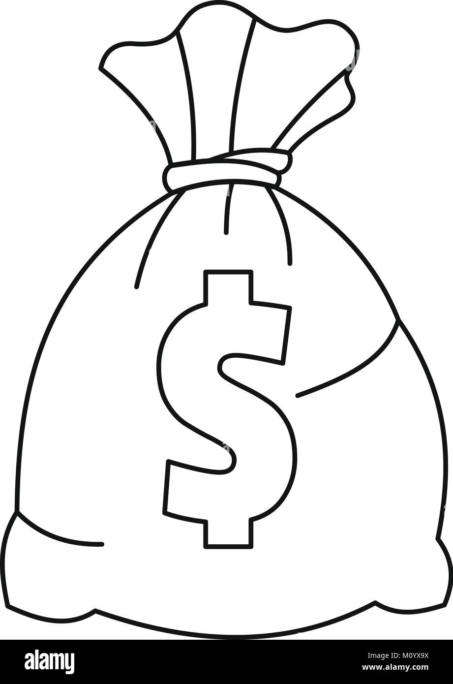 Money bag with US dollar sign icon, outline style Stock Vector Image ...