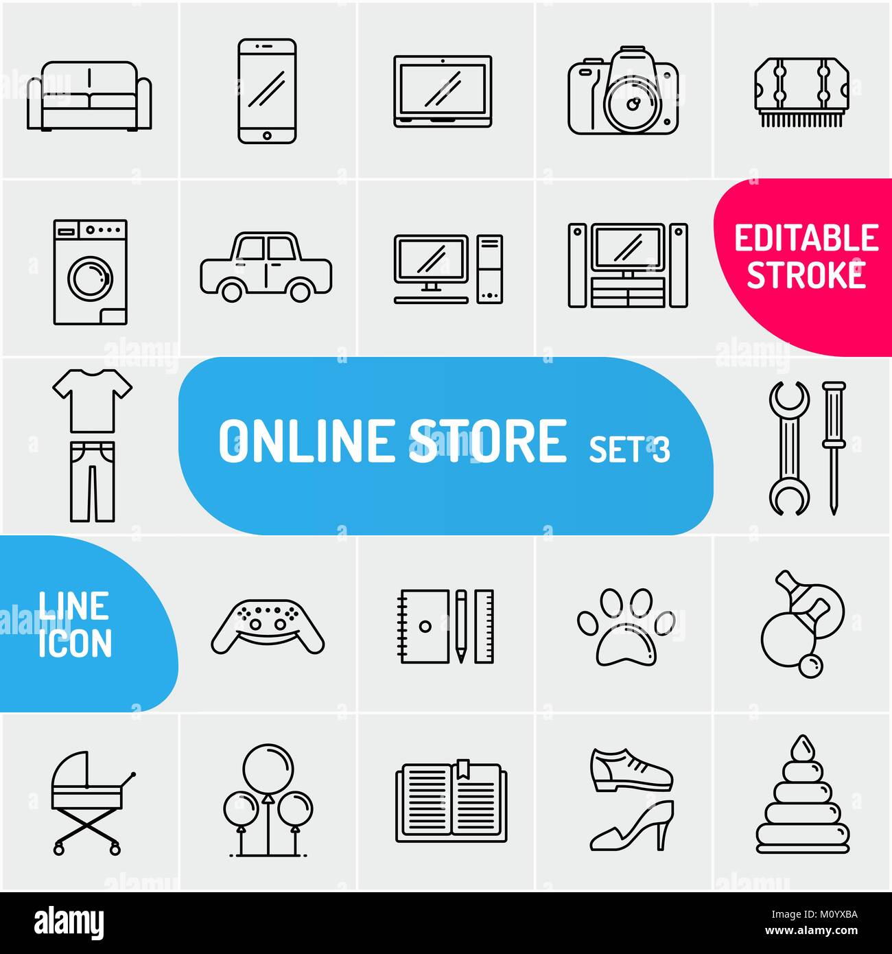Modern thin line icons goods for online store set. Premium quality ...