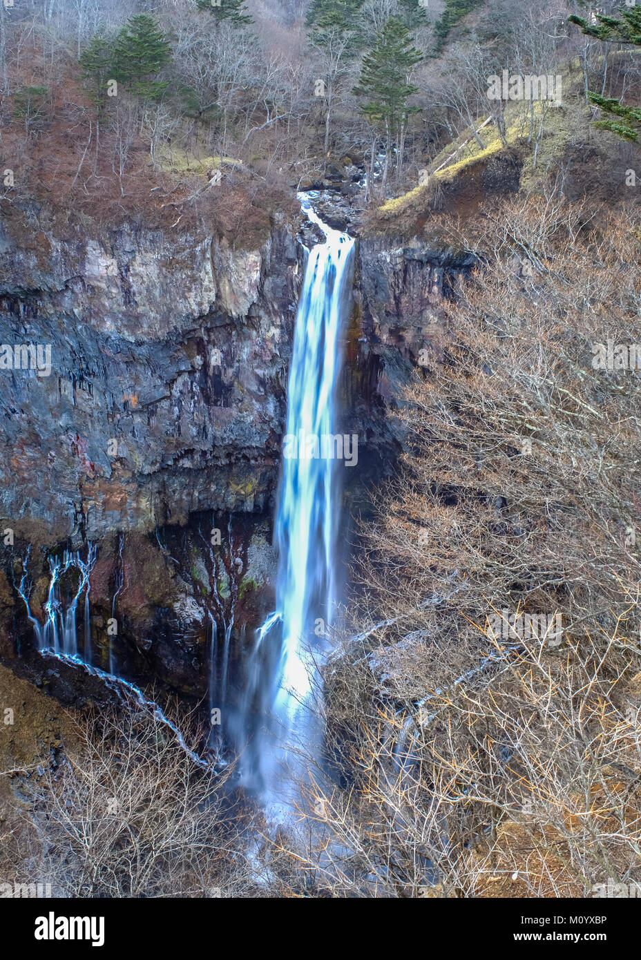 Kegon Waterfall at winter in Nikko National Park, Japan. The almost 100 ...