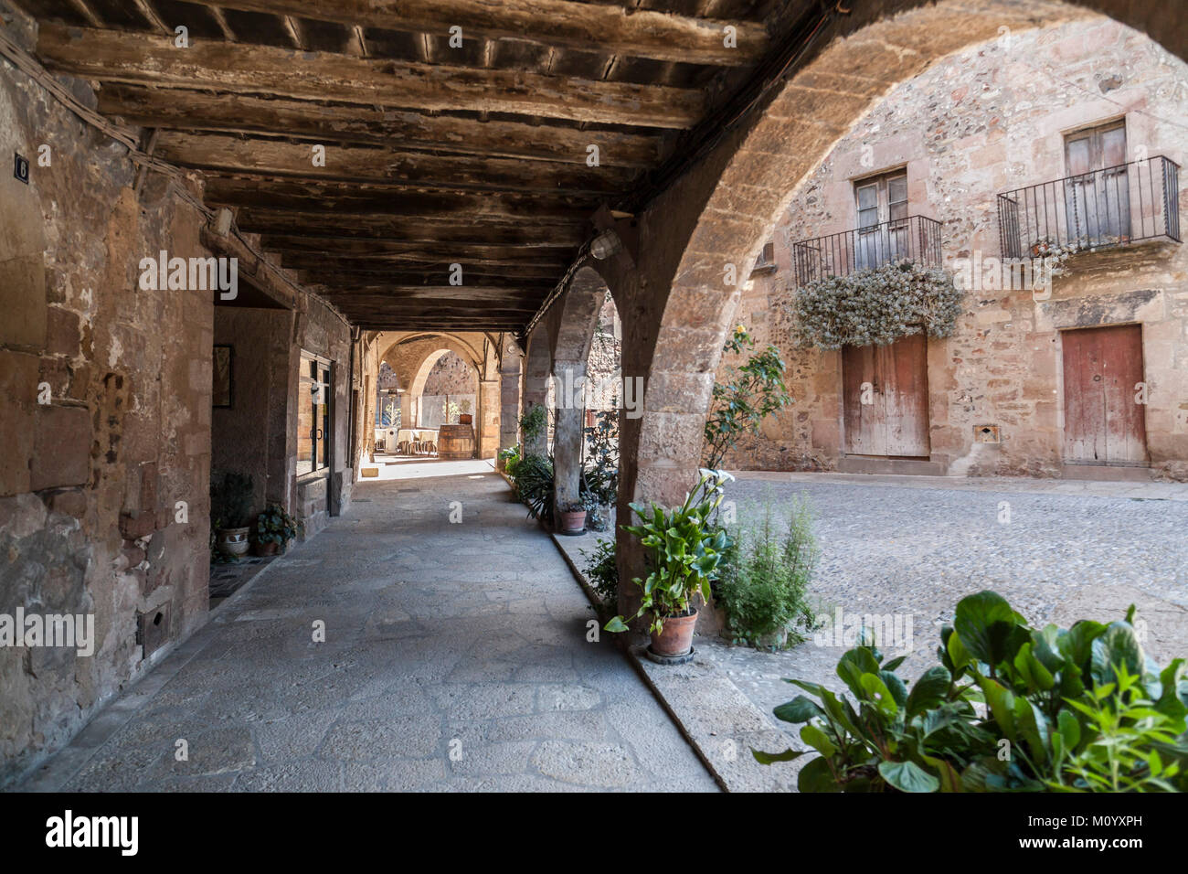 Village view,Santa Pau,Catalonia,Spain Stock Photo - Alamy