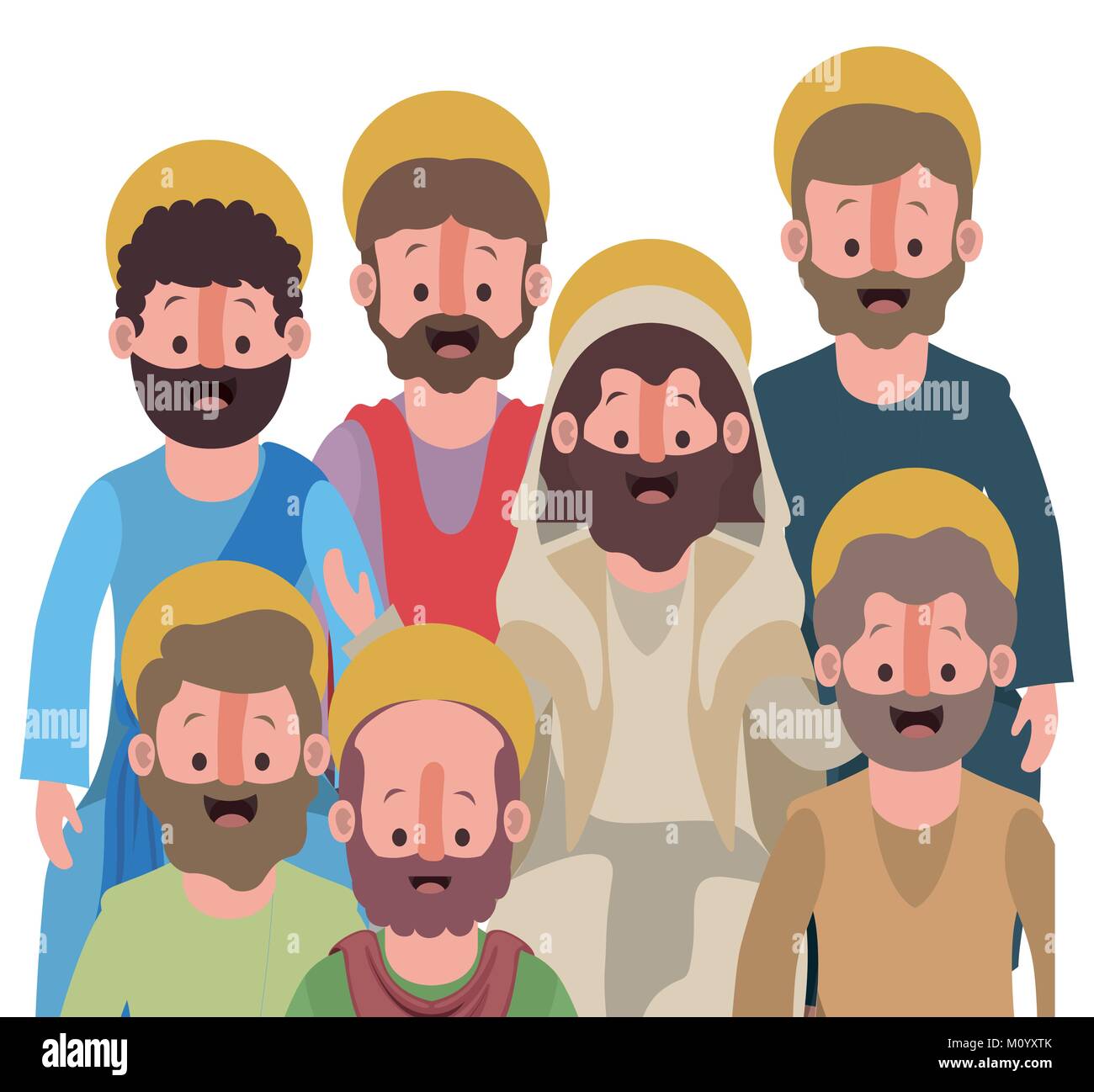 group of apostles in colorful silhouette over white background Stock ...