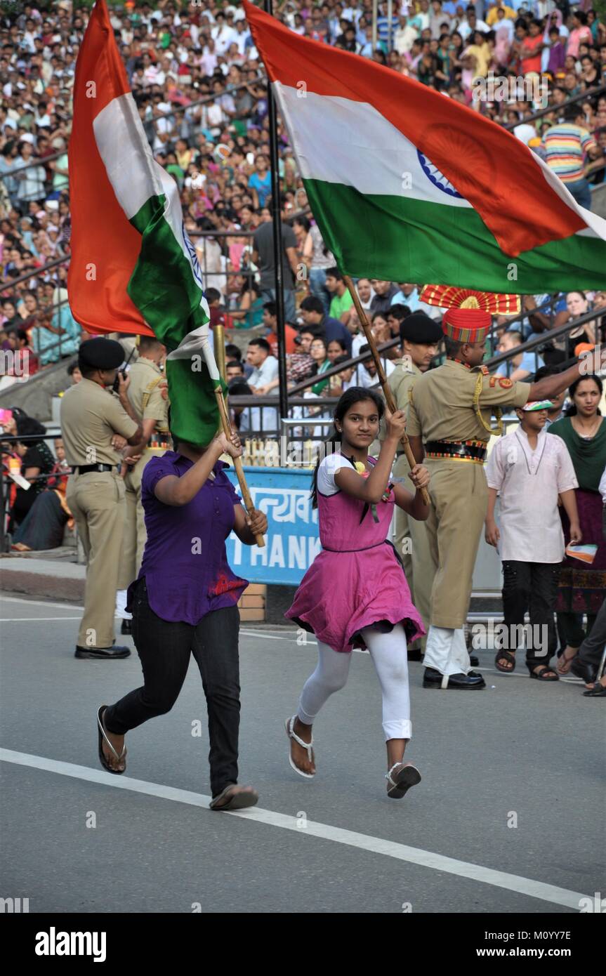 Wagah-Attari border ceremony, India Stock Photo - Alamy