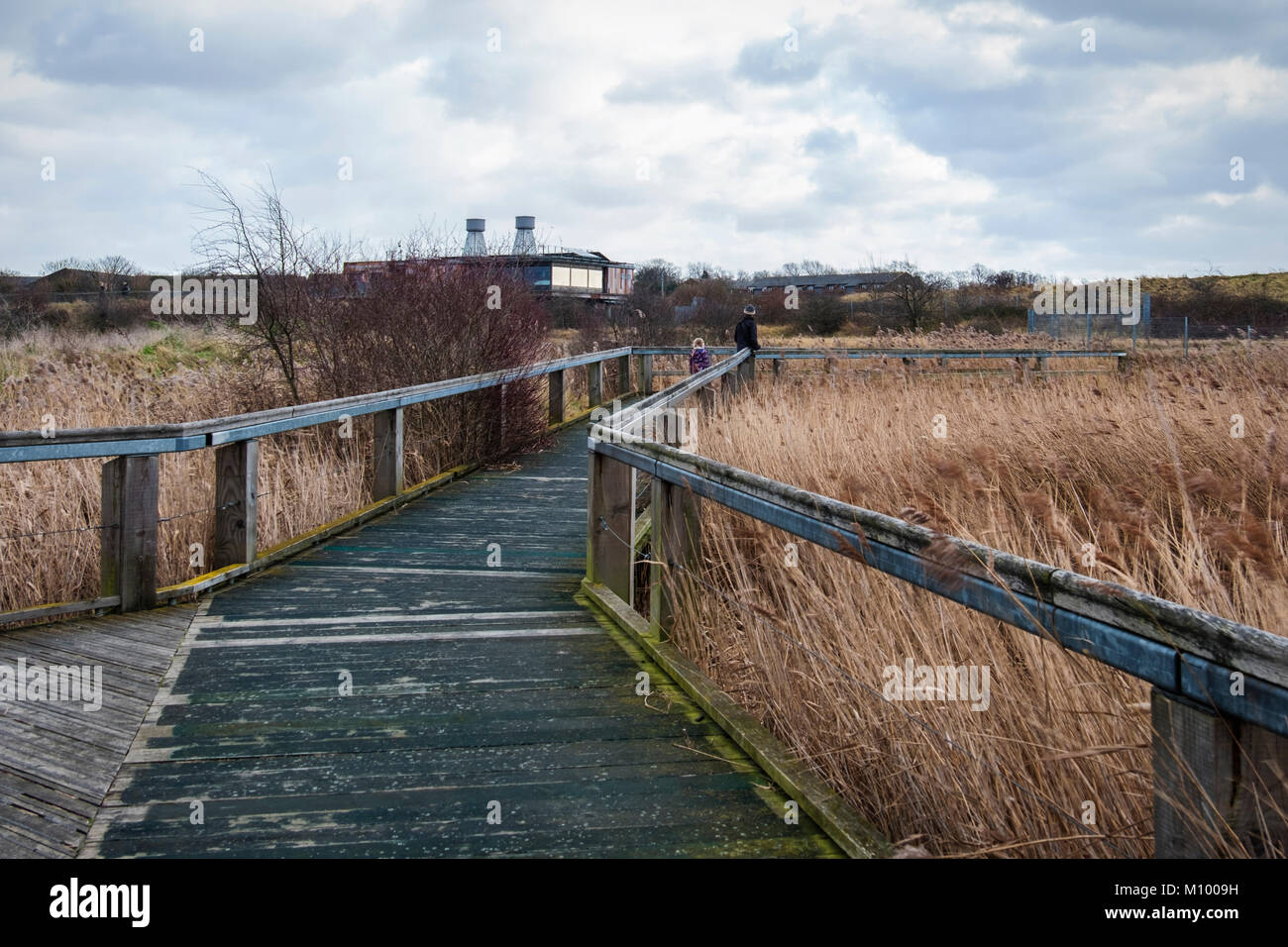 Essex,UK.Path in Rainham Marshes RSPB nature reserve next to Thames ...