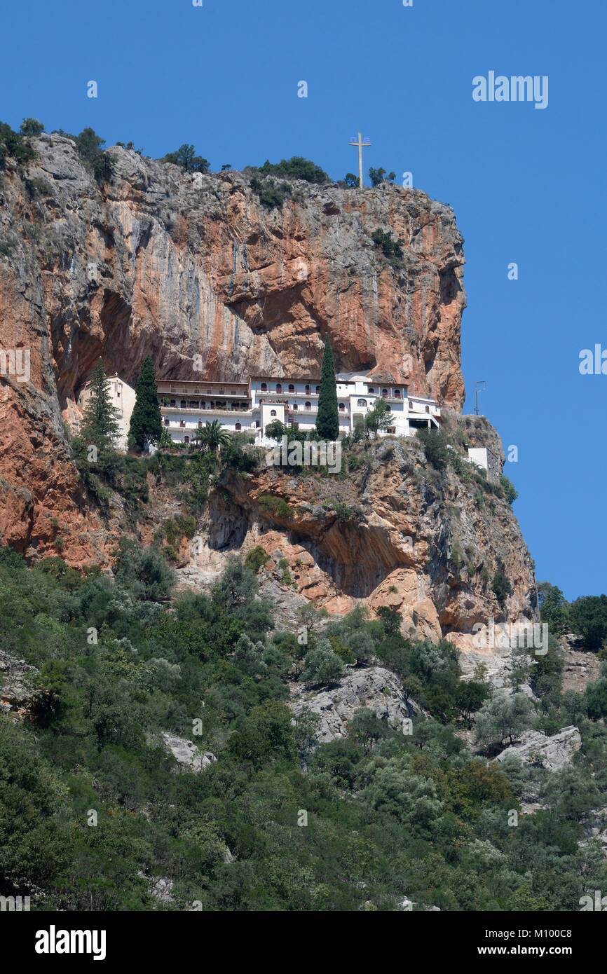 Monastery of Panagia Elona / Panagias Elonis, built on a high cliff ...