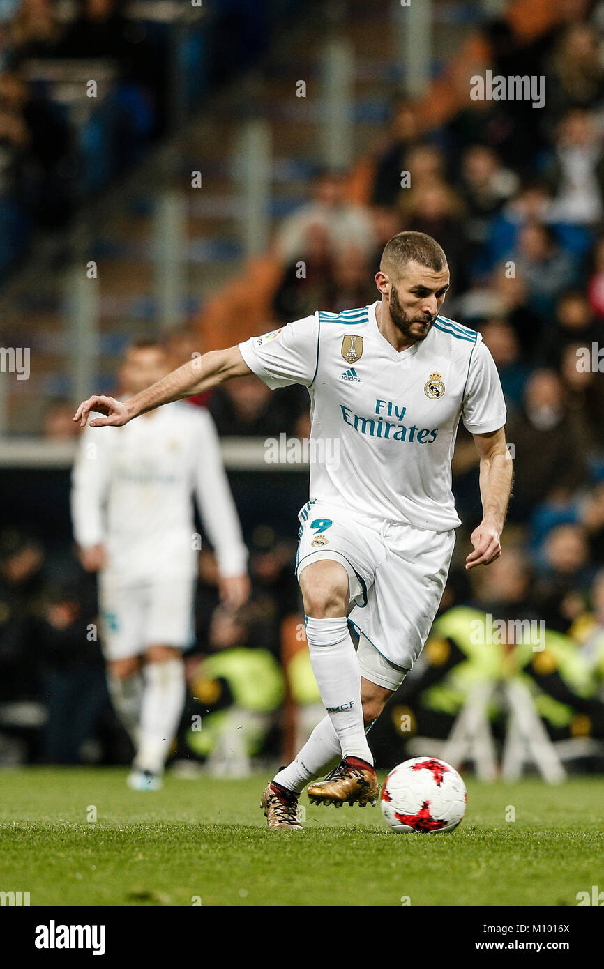 Karim Benzema (Real Madrid) controls the ball Copa del Rey match ...