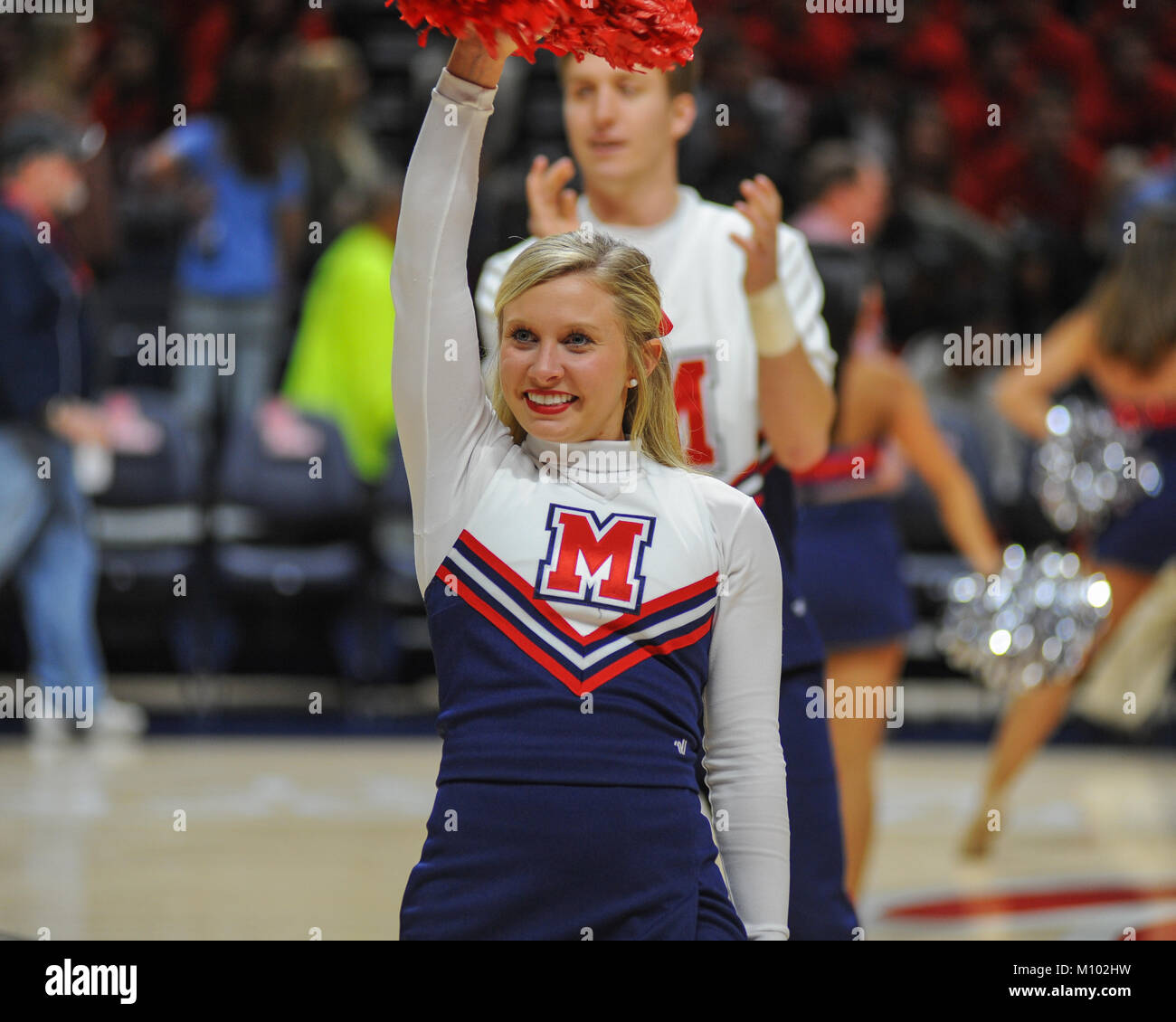 January 23, 2018; Oxford, MS, USA; Ole' Miss cheerleaders perform ...