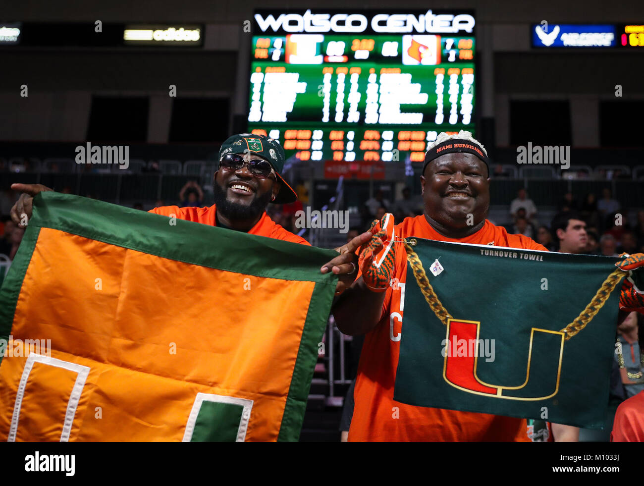 Coral Gables, Florida, USA. 24th Jan, 2018. Miami Hurricanes fans ...