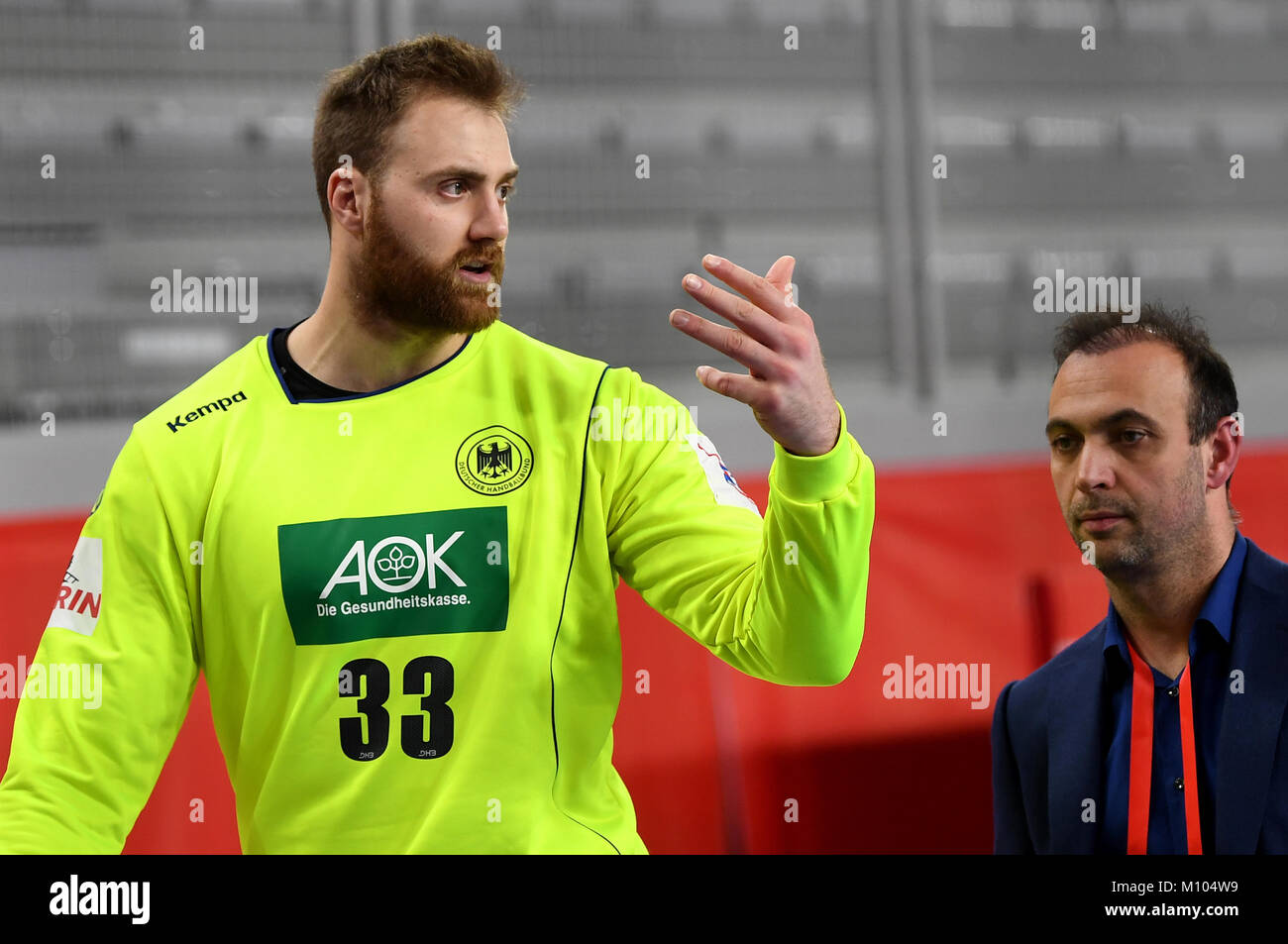 Varazdin, Croatia. 24th Jan, 2018. Germany goalkeeper Andreas Wolff (L ...