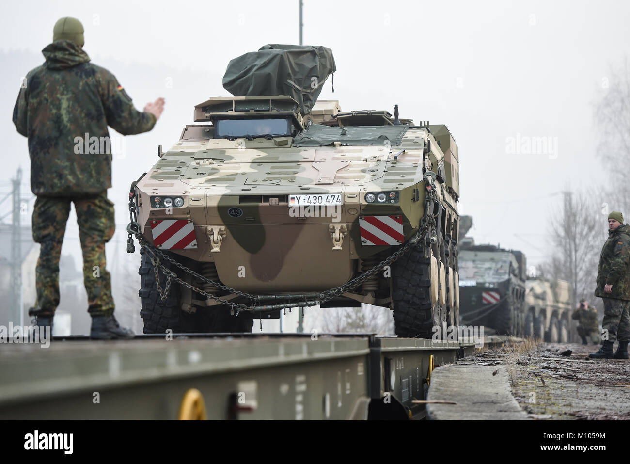 Immendingen, Germany. 25th Jan, 2018. Several transport armoured ...