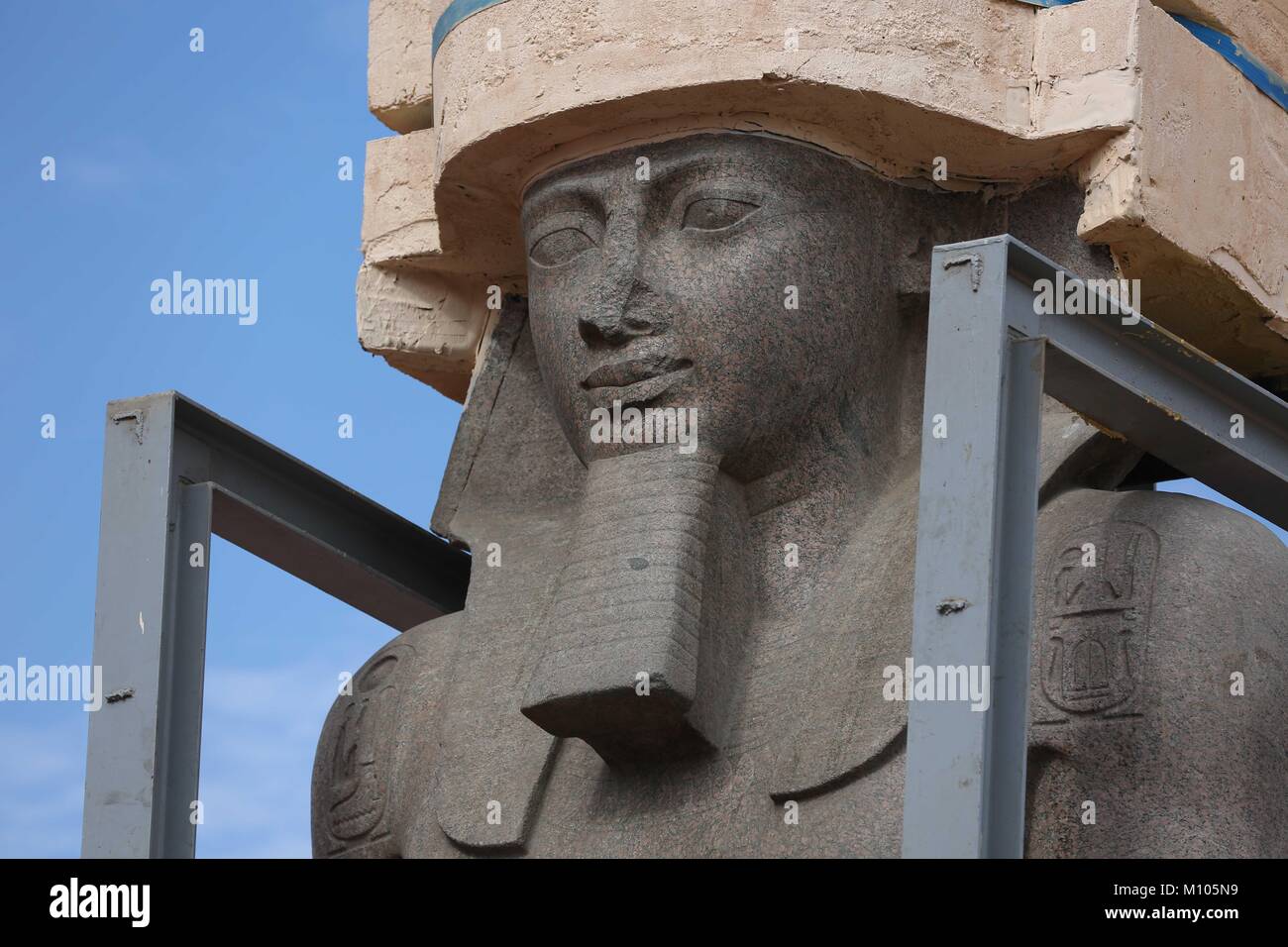 Giza, Egypt. 25th Jan, 2018. The colossus of Pharaoh King Ramses II is ...