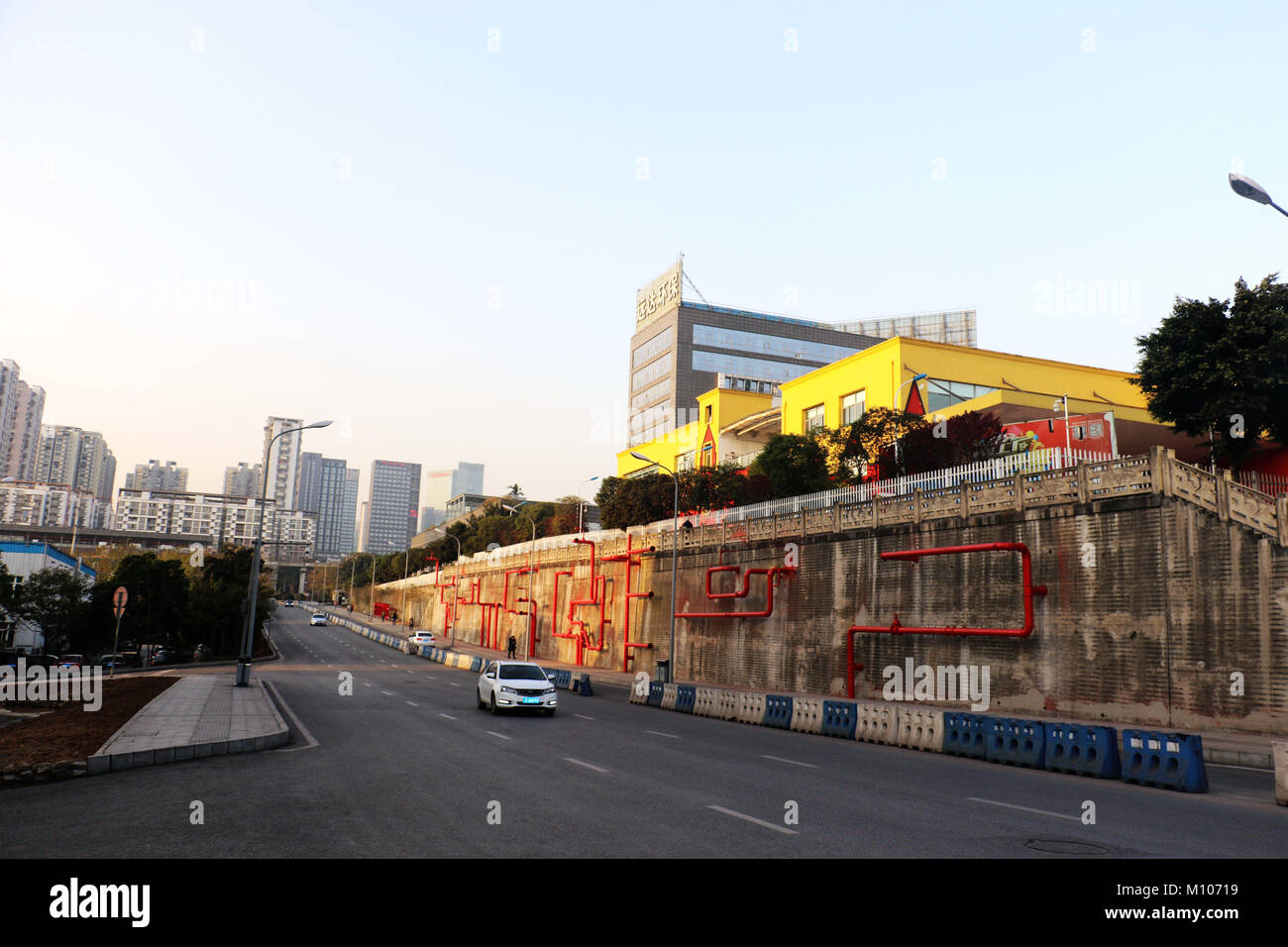 Chongqing, China. 25th Jan, 2018. The fire pipeline shaped art ...