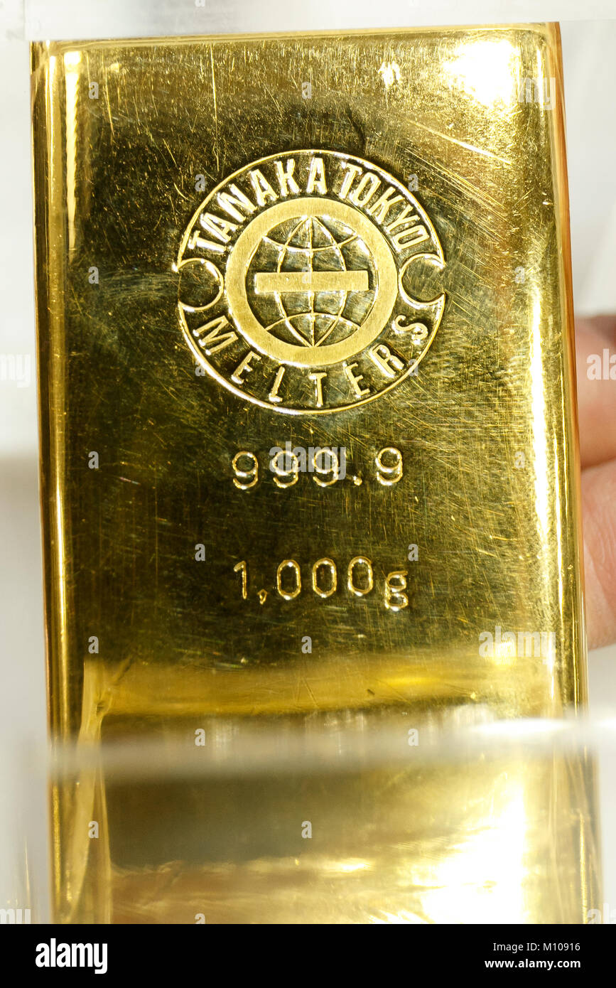 A gold bullion on display during the 1st Asset Management Expo on ...
