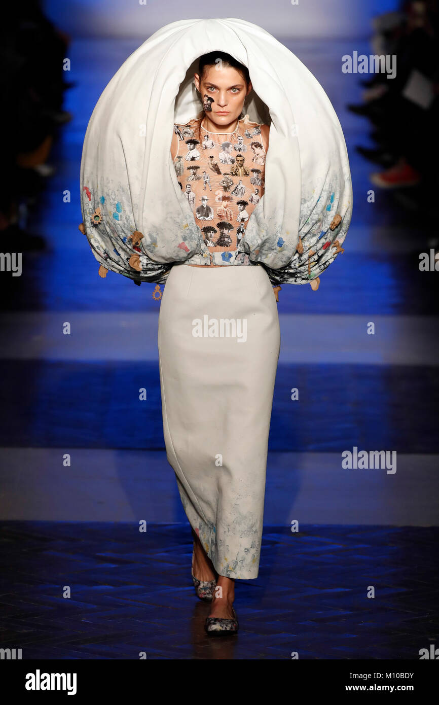 Madrid, Spain. 25th Jan, 2018. Model Marina Perez wears at collection ...