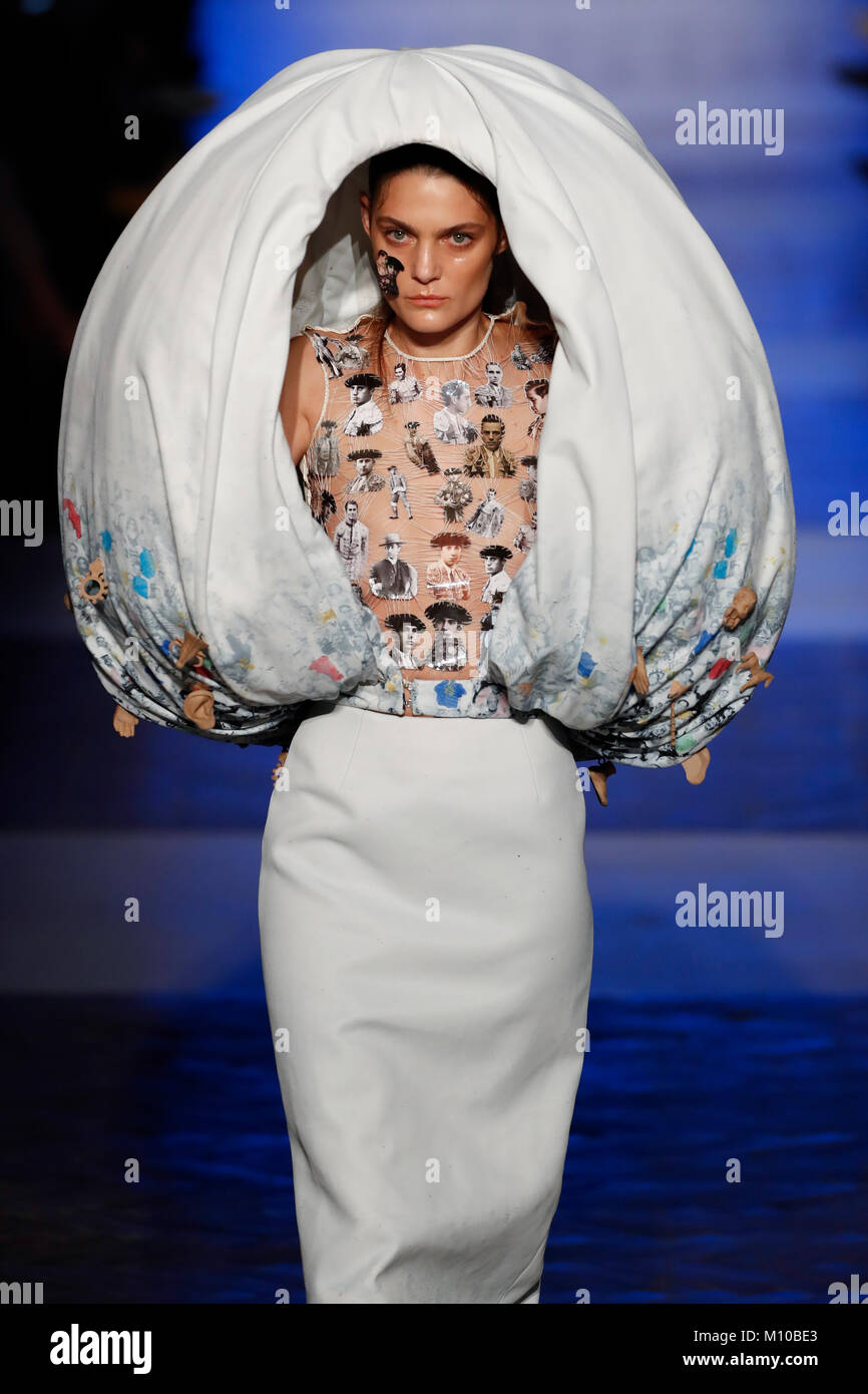 Madrid, Spain. 25th Jan, 2018. Model Marina Perez wears at collection ...