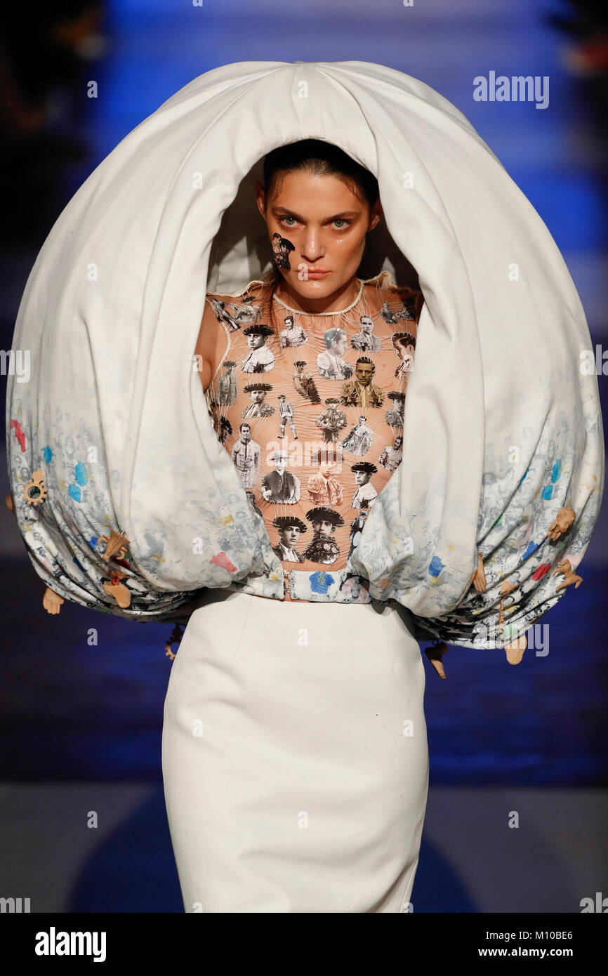 Madrid, Spain. 25th Jan, 2018. Model Marina Perez wears at collection ...