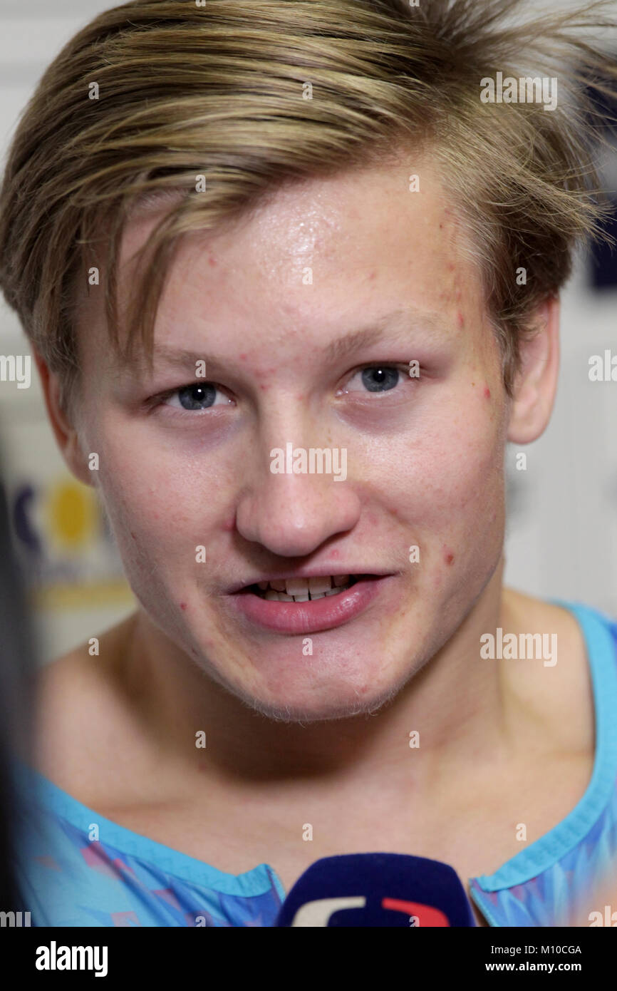 Ostrava, Czech Republic. 25th Jan, 2018. Czech Dominik Zalesky after ...
