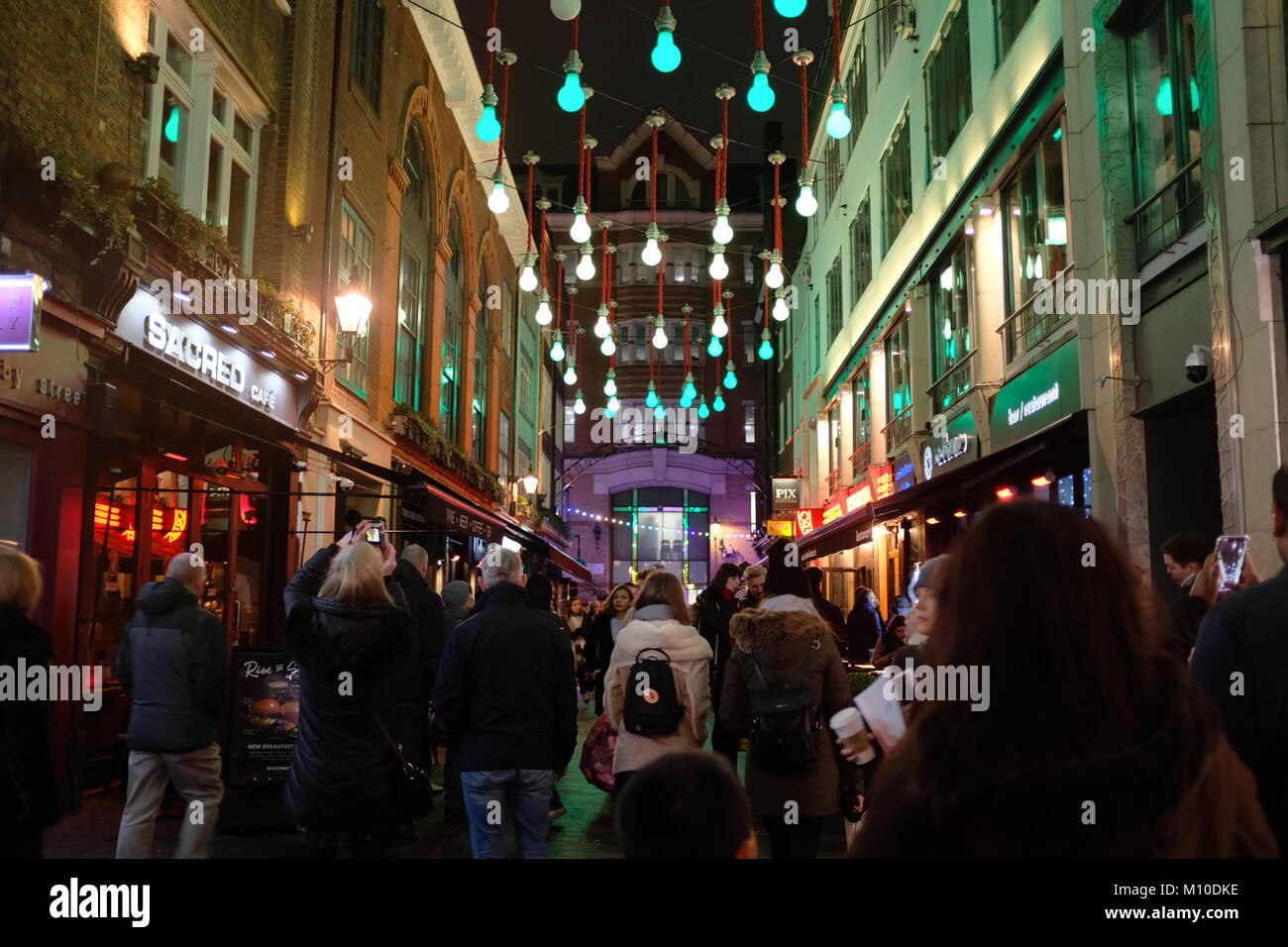 Crowd of people at Lumiere Light festival in London, England, UK Stock ...