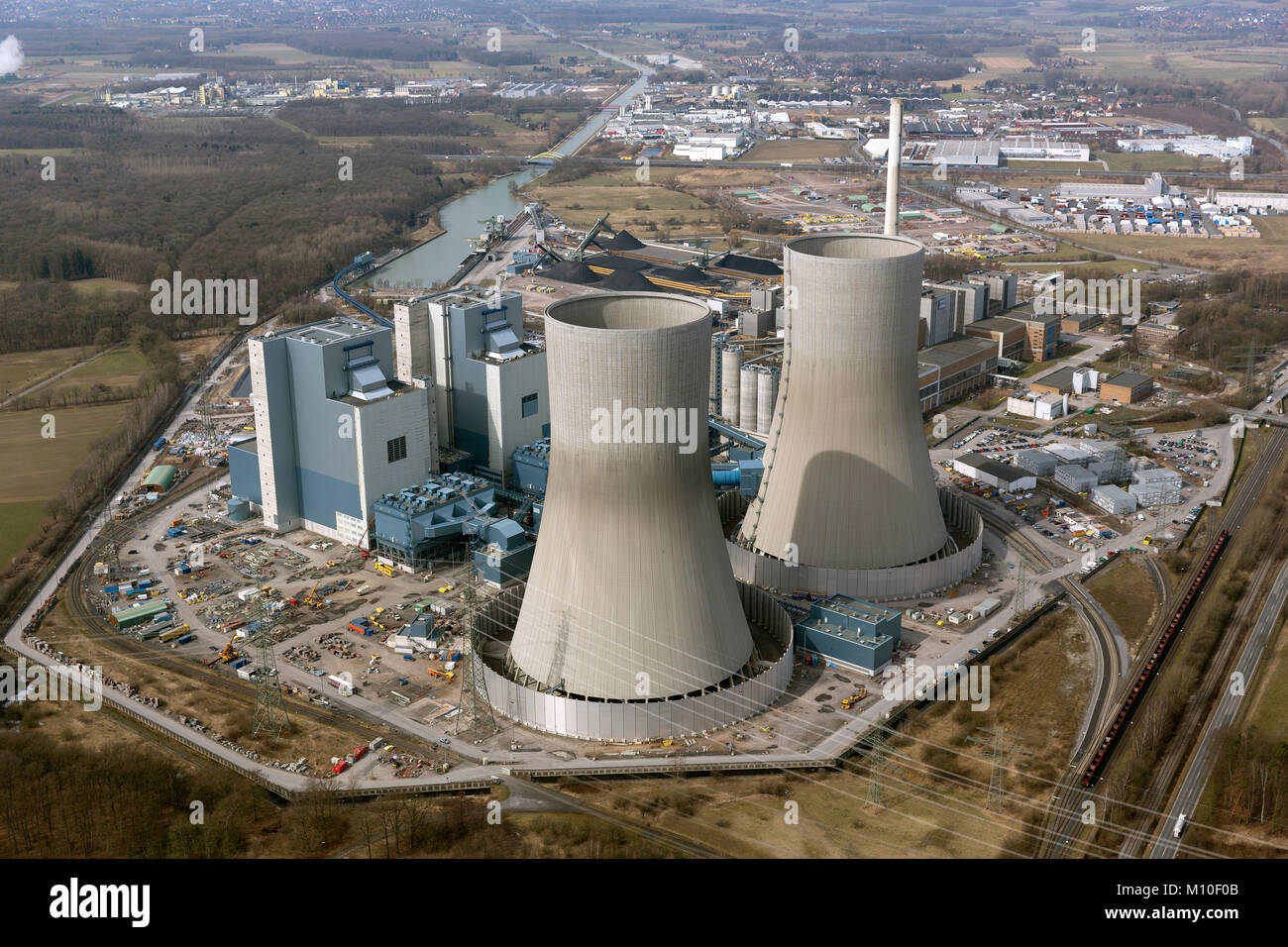 Aerial view, RWE Power, Westfalen power plant, former nuclear power ...