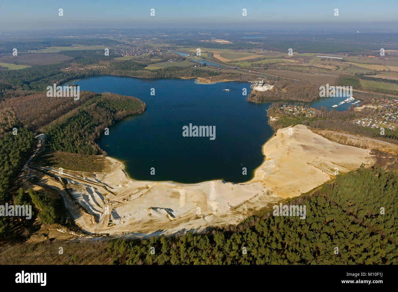 Aerial view, Flaesheim quarry, Silbersee Flaesheim, quartz sand ...