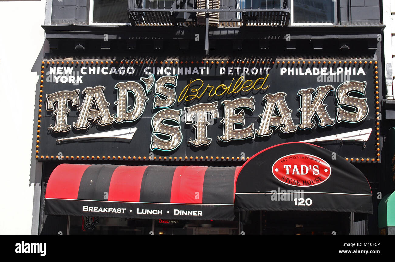 Tad's Broiled Steaks restaurant, San Francisco, California Stock Photo ...