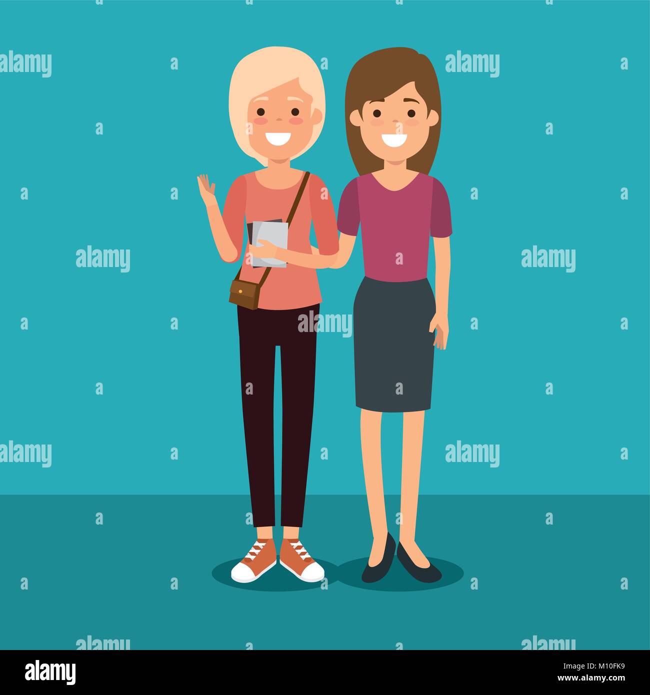 couple of millennials generation young people vector illustration ...