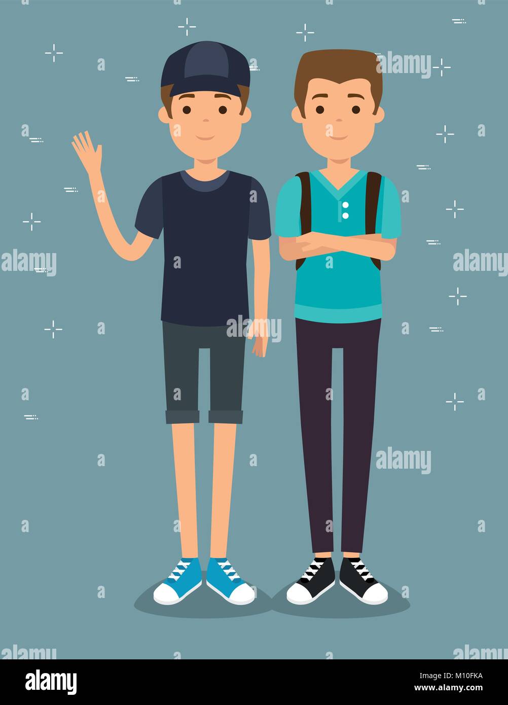 two handsome man millennials generation young people vector ...