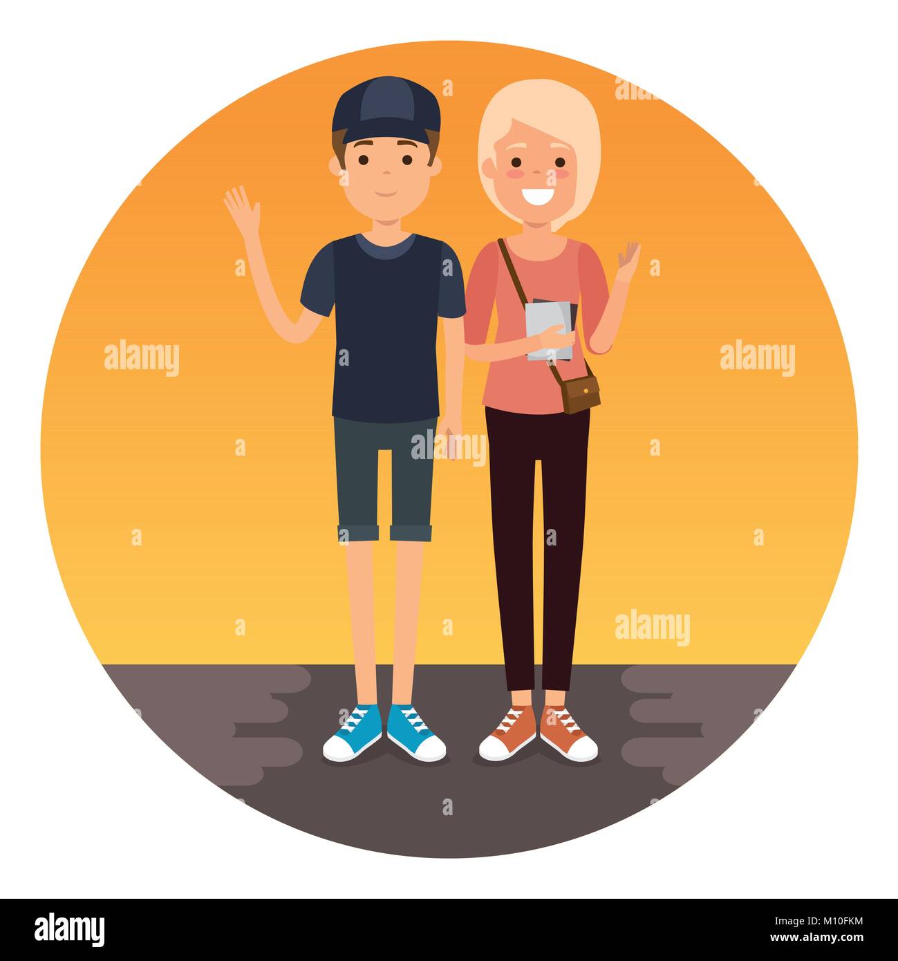 couple of millennials generation young people vector illustration ...