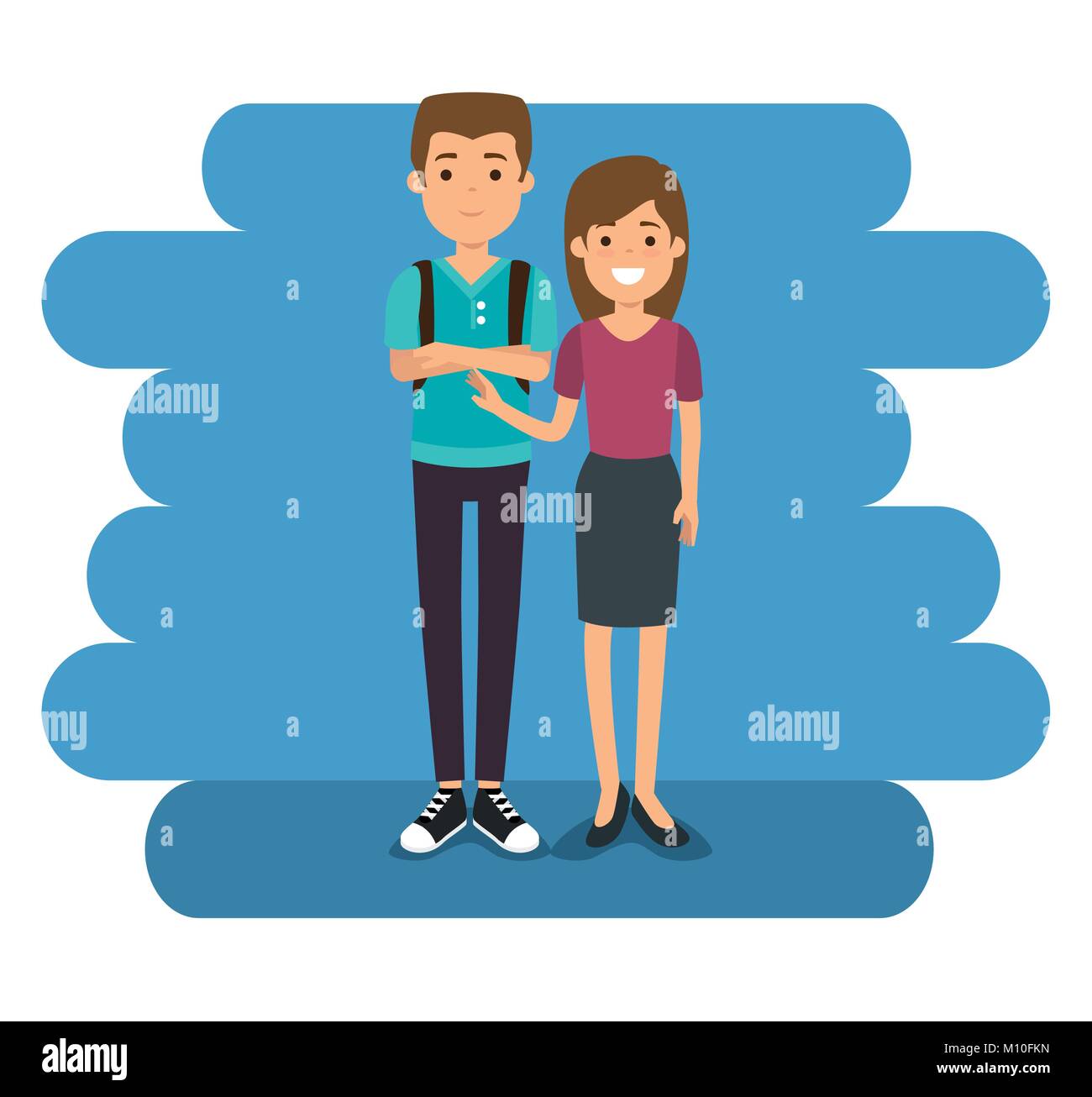 couple of millennials generation young people vector illustration ...