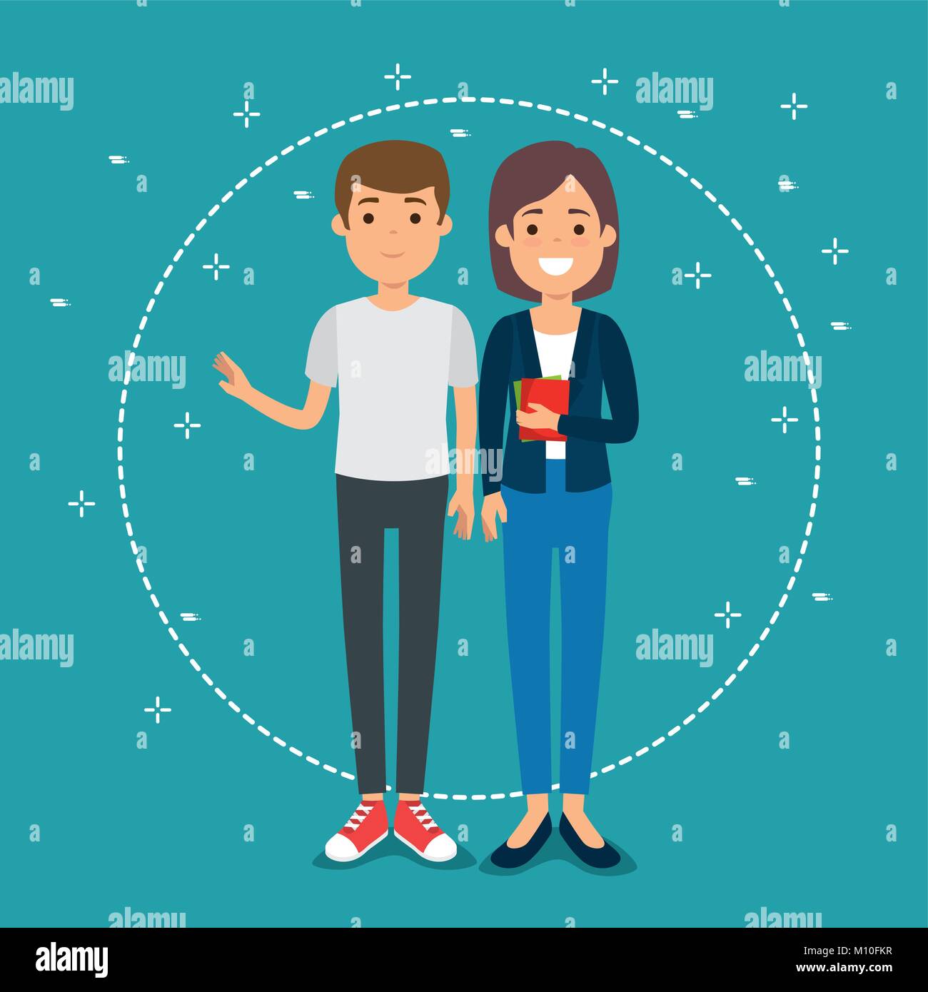couple of millennials generation young people vector illustration ...