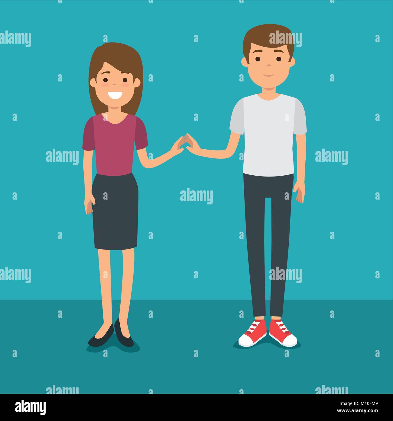 couple of millennials generation young people vector illustration ...