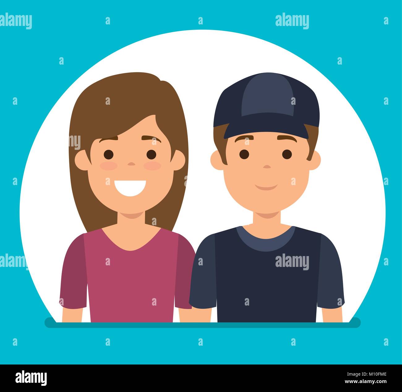 couple of millennials generation young people vector illustration ...