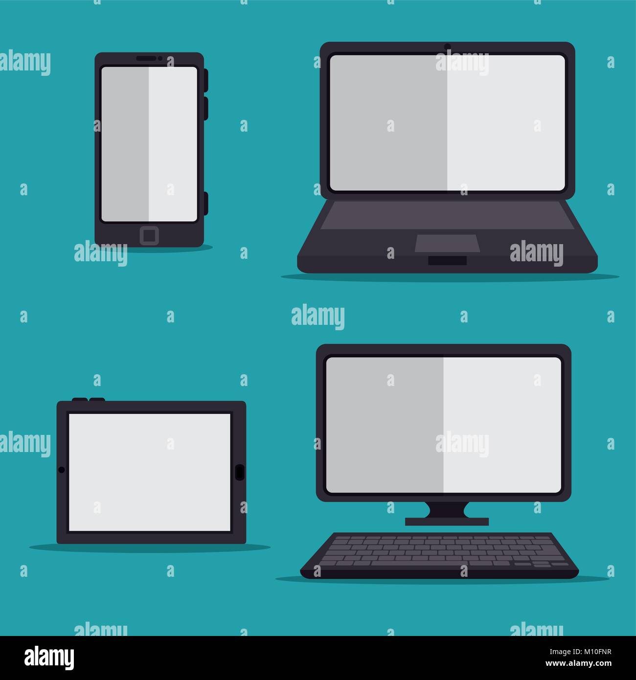 set of technology devices vector illustration graphic design Stock ...